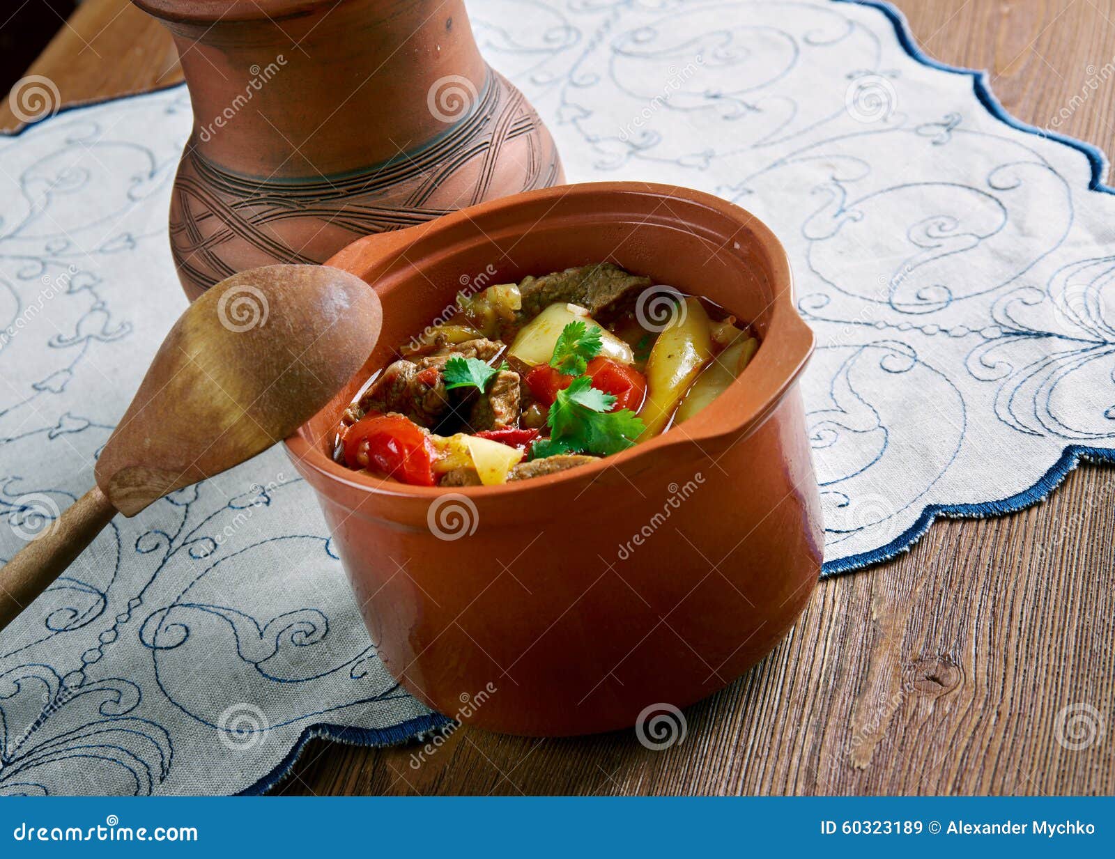 Turkish dish of lamb stock image. Image of gyuvetche - 60323189