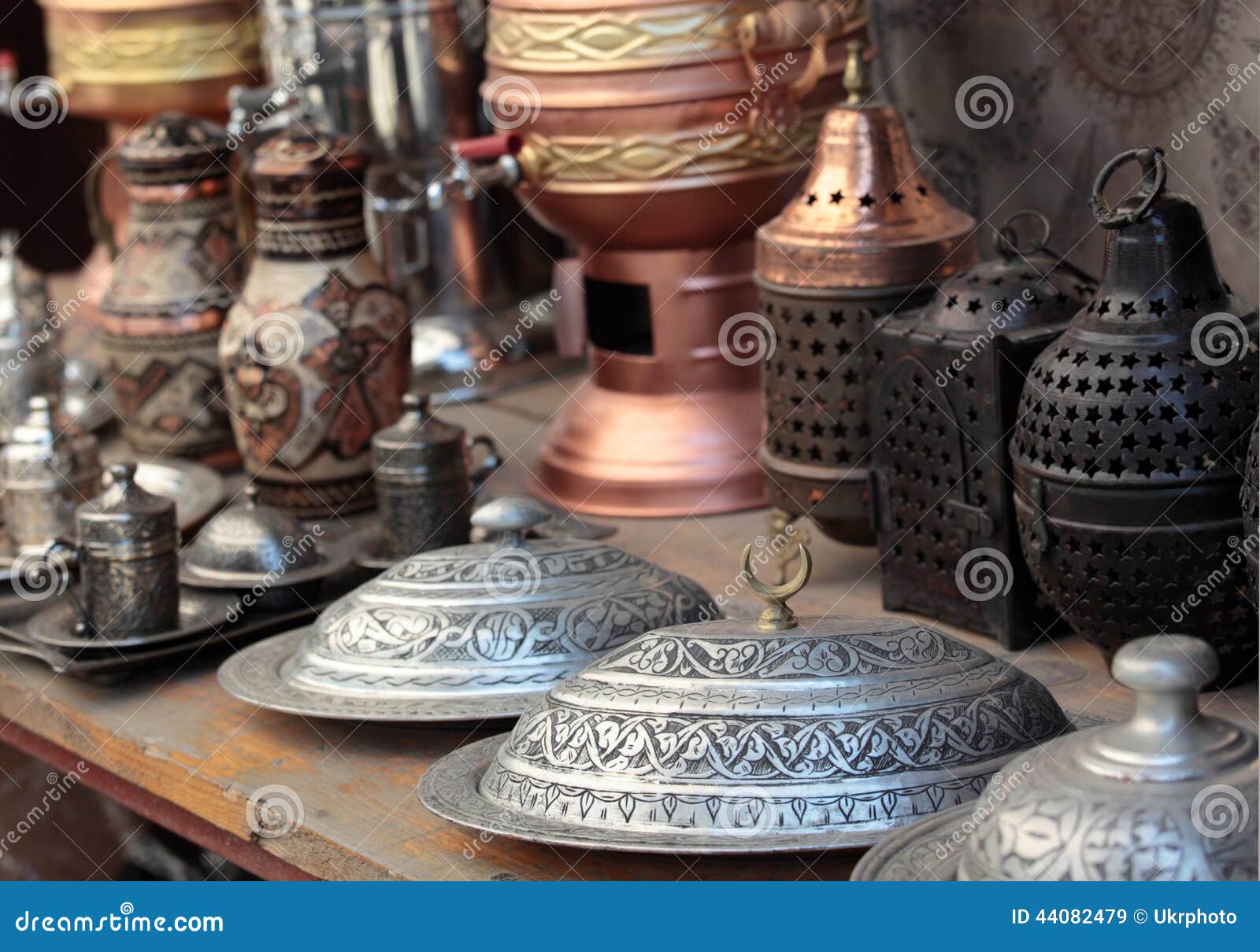 Turkish dishware stock image. Image of carving, silver - 44082479