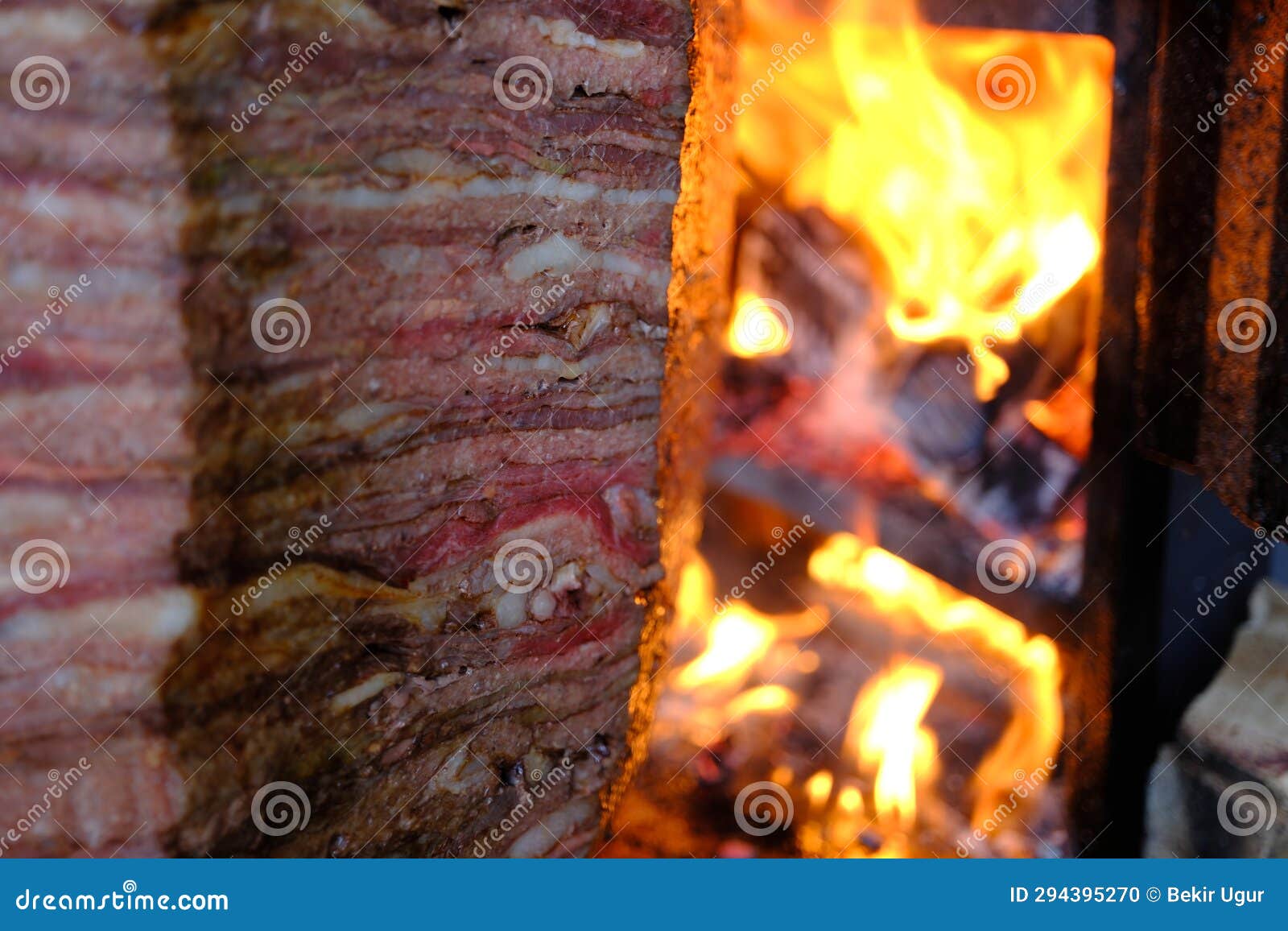 Turkish Doner Kebab is Being Cut before Serving. Stock Photo - Image of ...
