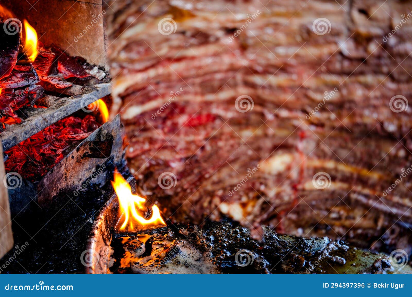 Turkish Doner Kebab is Being Cut before Serving. Stock Photo - Image of ...