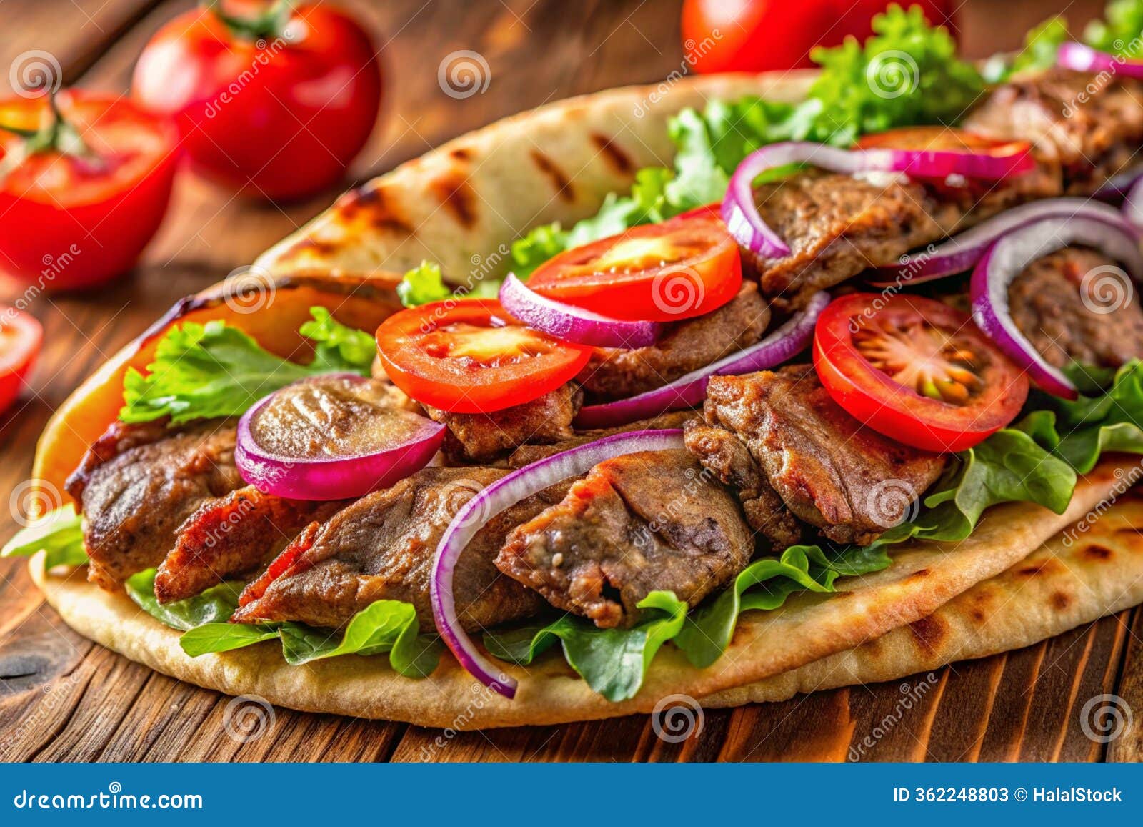 Turkish Doner Kebabs in Pita Bread for Advertising Stock Illustration ...