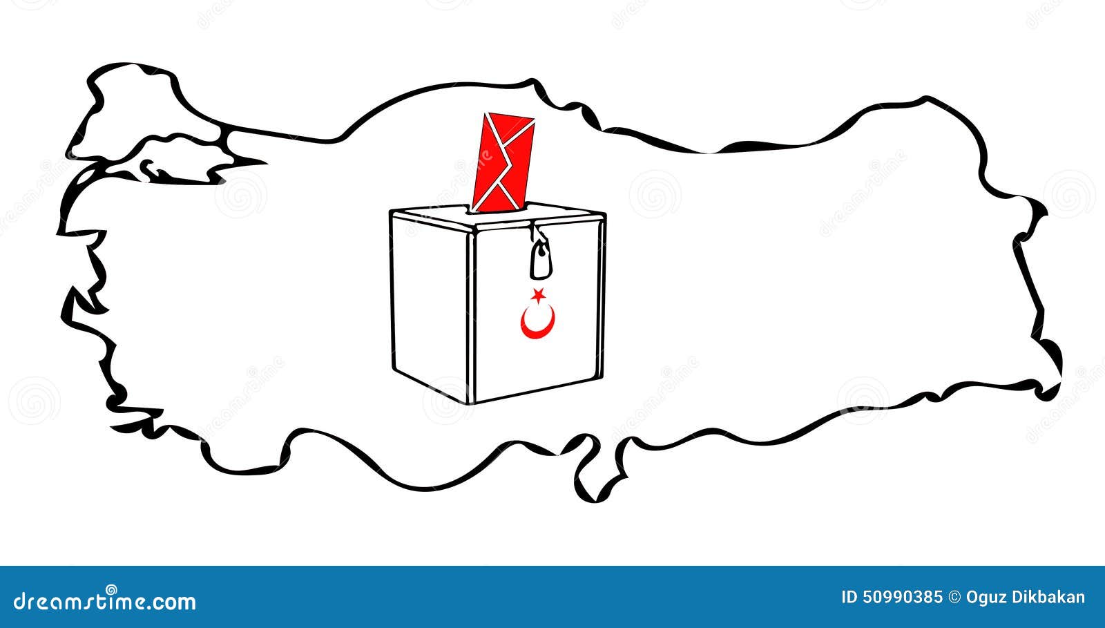 Turkish Election Turkey Map Envelope Sketch on White Stock Illustration ...