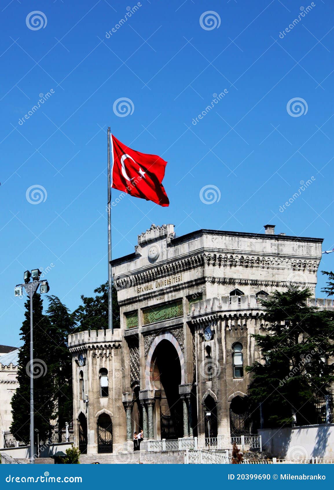 Turkish Flag Above University Building Stock Photo - Image of beautiful ...