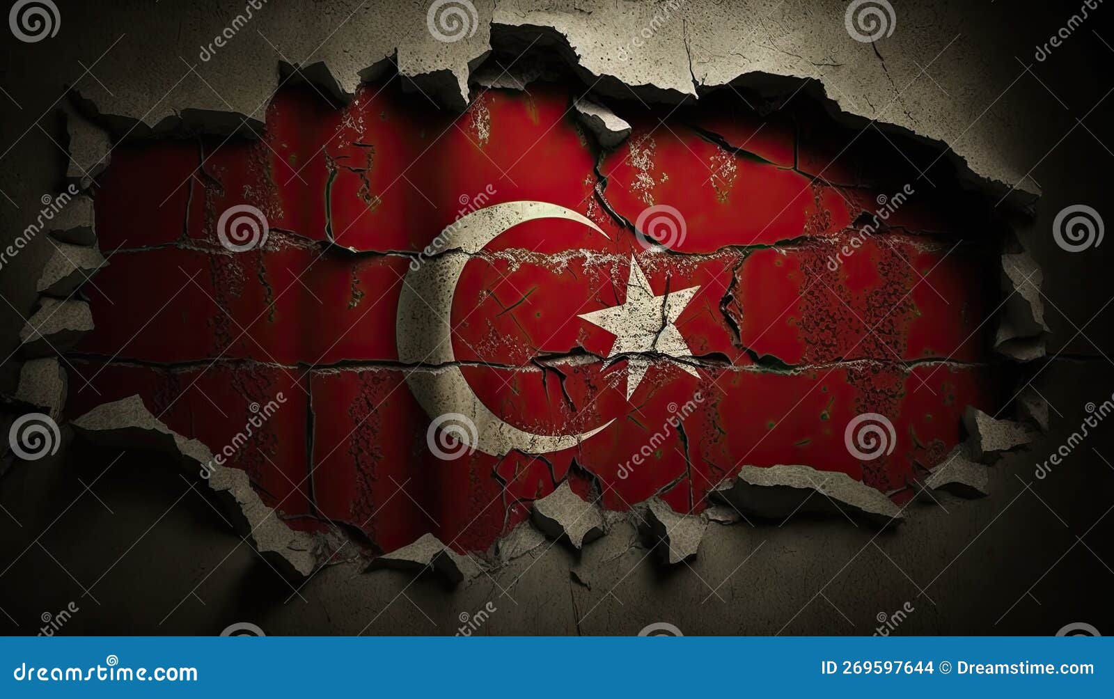 Turkish Flag Under a Broken Wall Stock Illustration - Illustration of ...