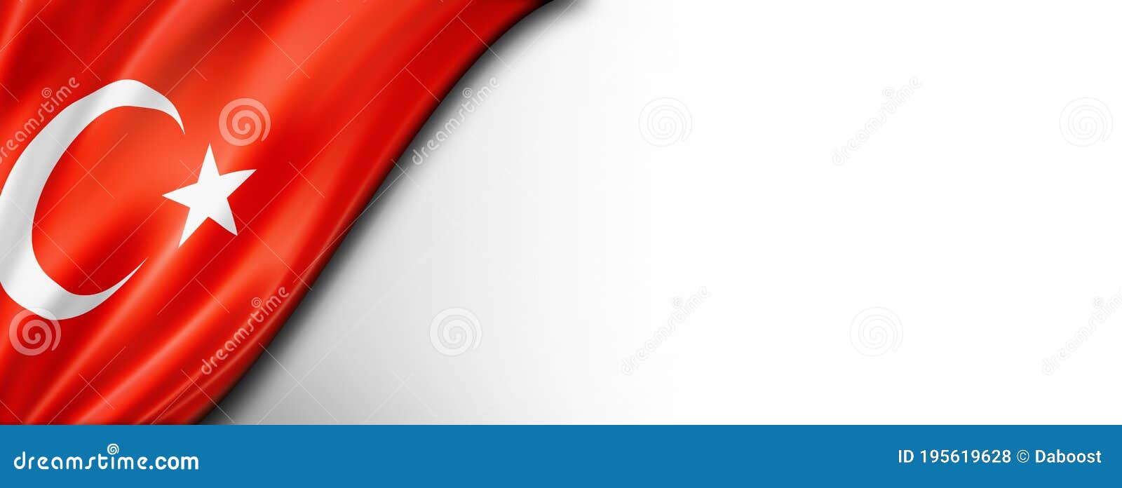 Turkish Flag Isolated on White Banner Stock Illustration - Illustration ...
