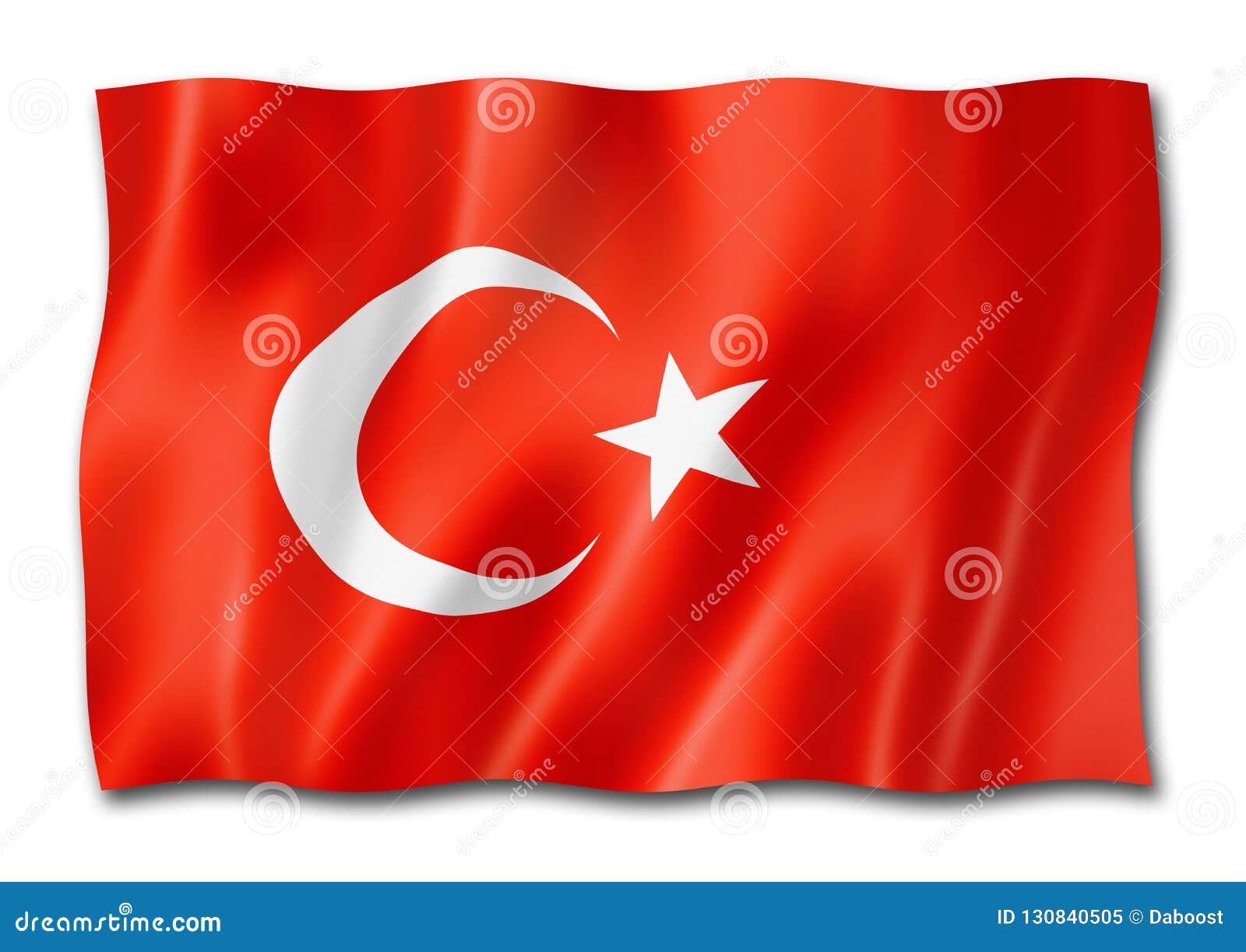 Turkish Flag Isolated on White Stock Illustration - Illustration of ...