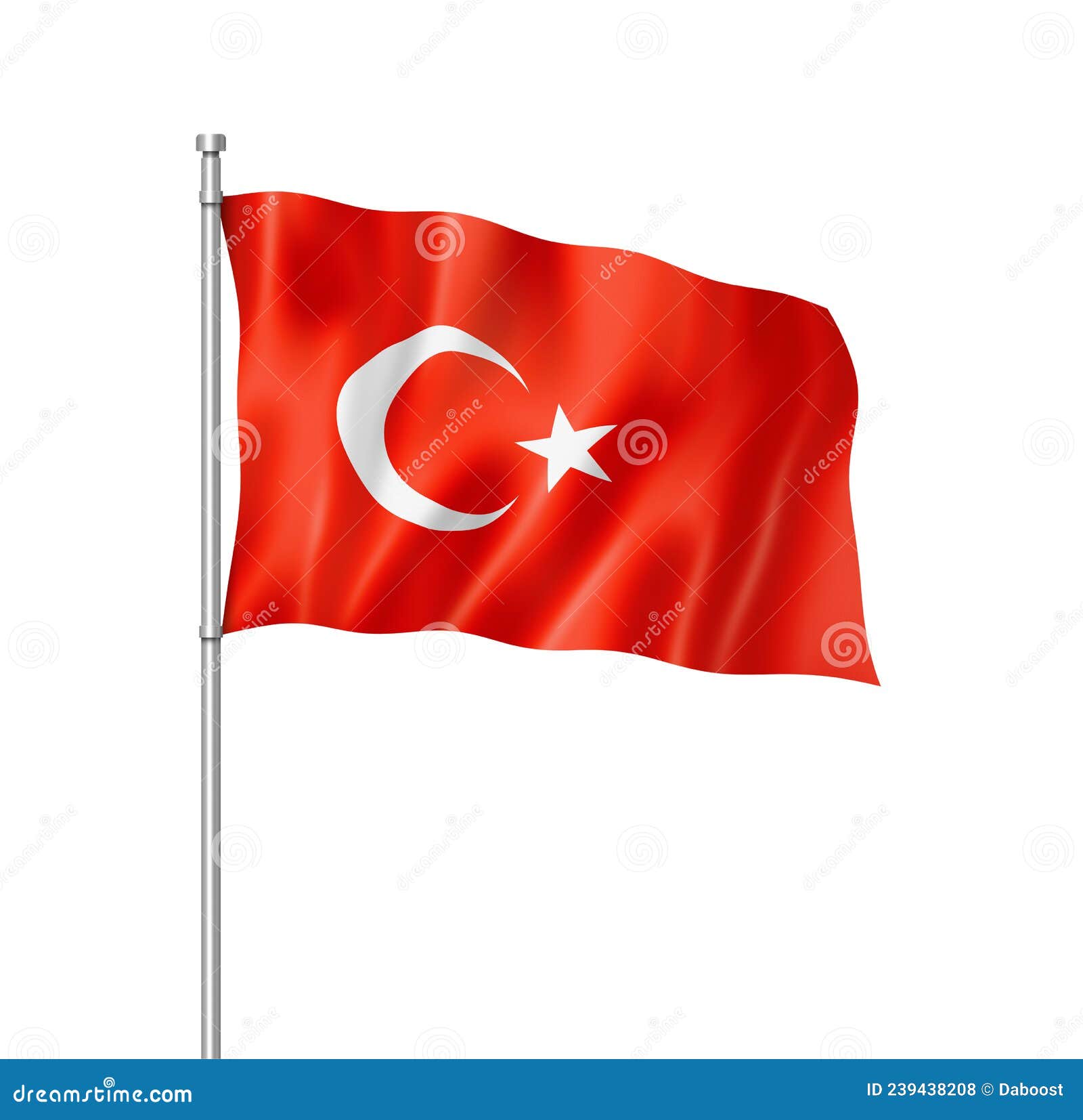 Turkish Flag Isolated on White Stock Illustration - Illustration of ...