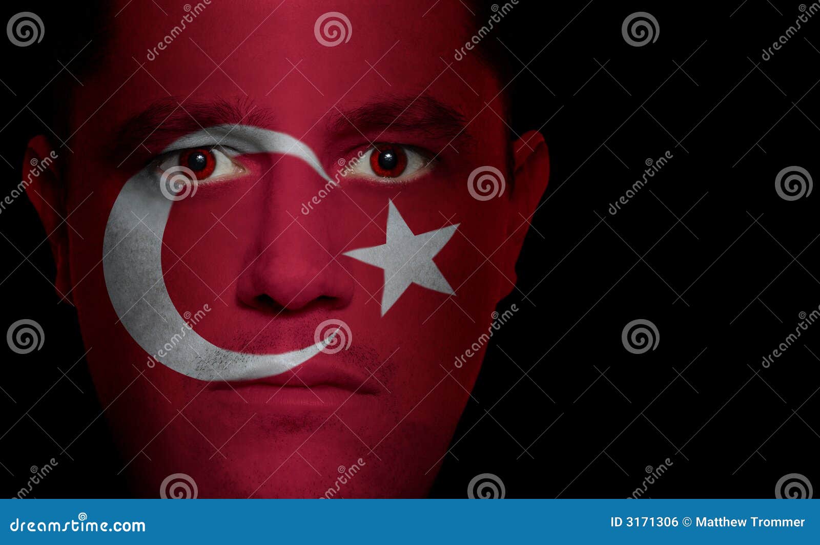 Turkish Flag - Male Face stock photo. Image of football - 3171306