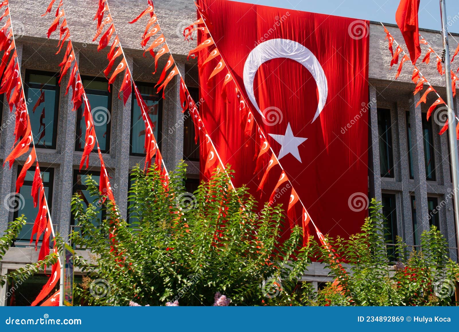 Red Turkish Flag with Crescent and Star Stock Image - Image of outdoor ...