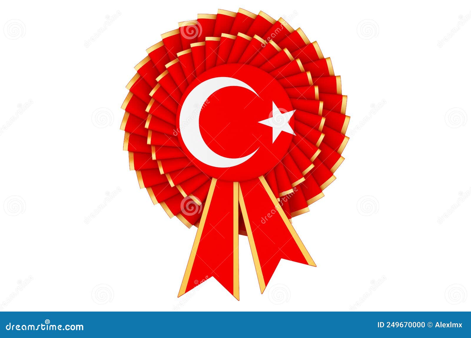 Turkish Flag Painted on the Award Ribbon Rosette. 3D Rendering Stock ...