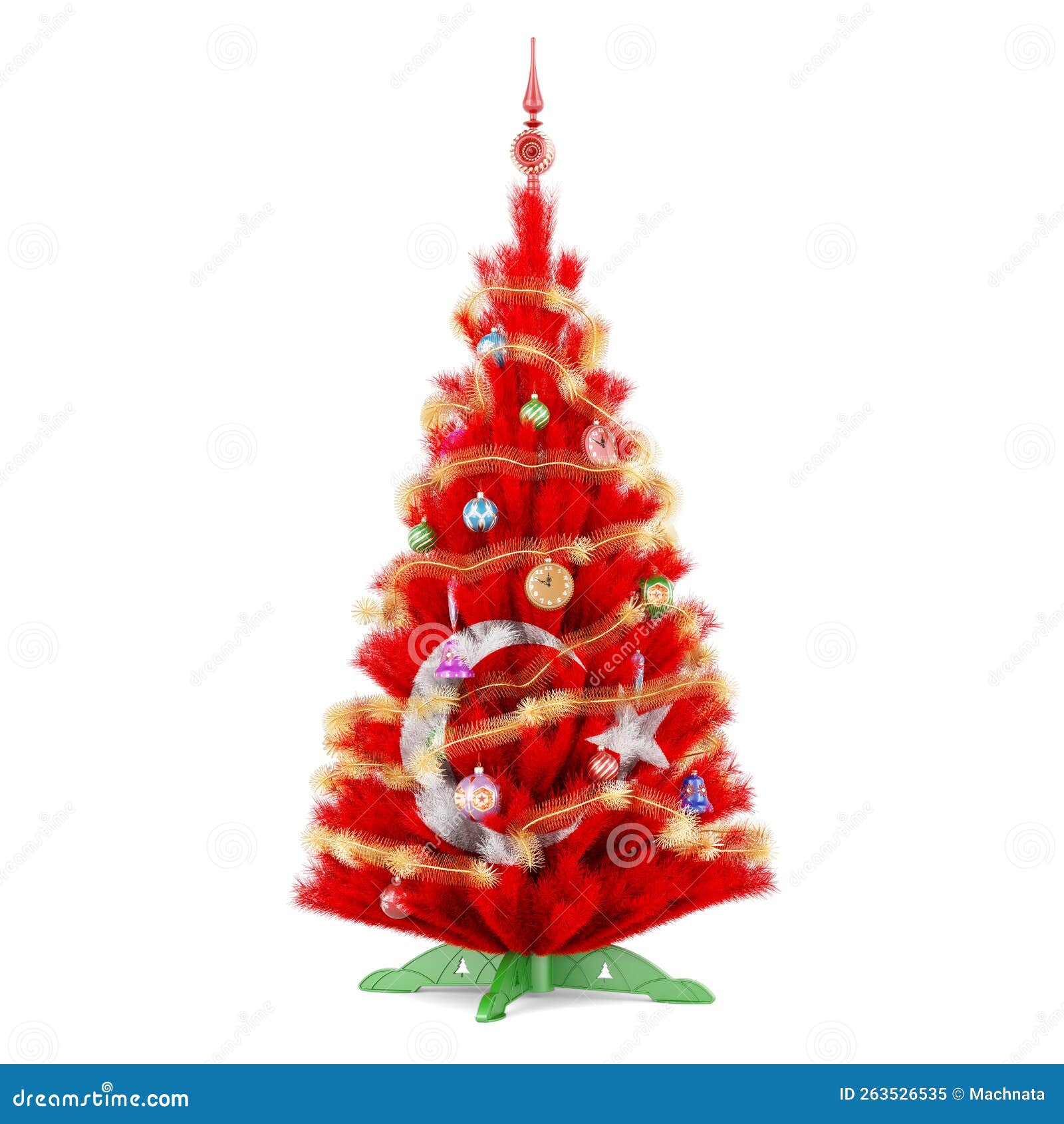 Turkish Flag Painted on the Christmas Tree, 3D Rendering Stock ...