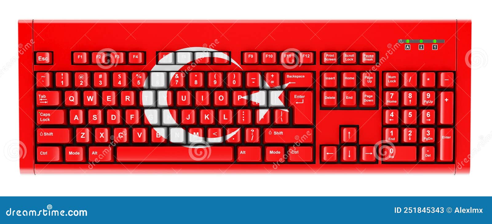 Turkish Flag Painted on Computer Keyboard. 3D Rendering Stock ...