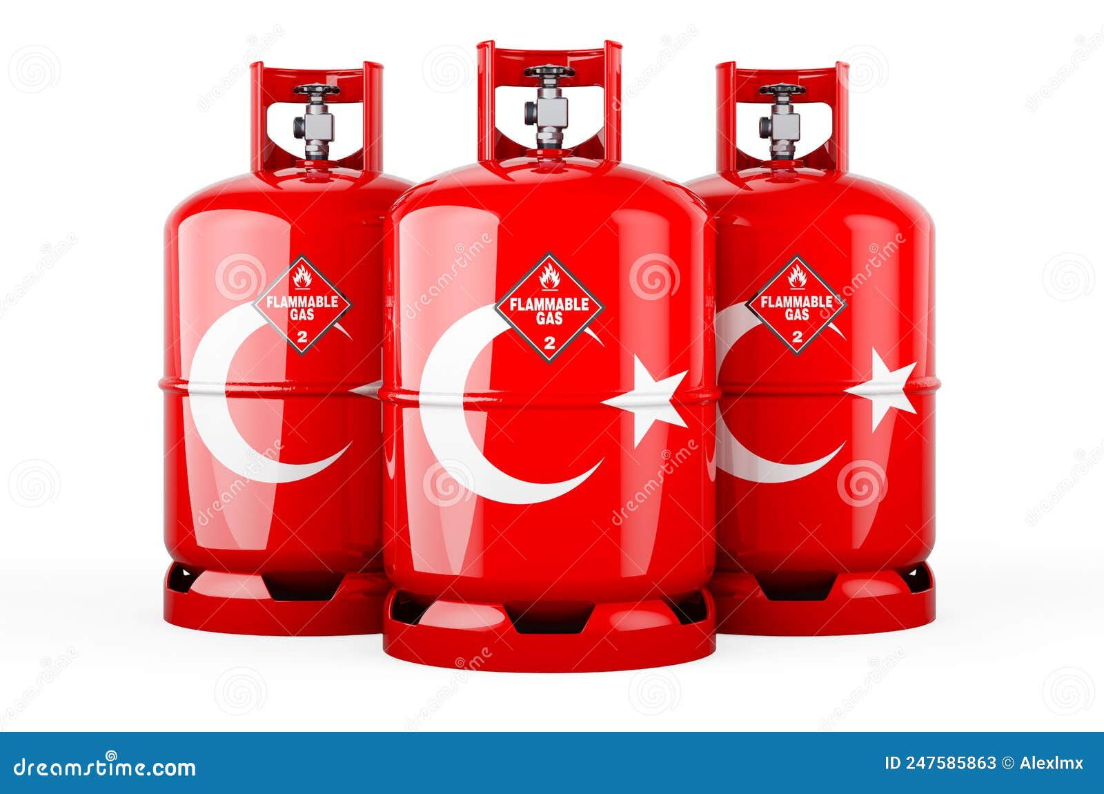 Turkish Flag Painted on the Propane Cylinders with Compressed Gas, 3D ...