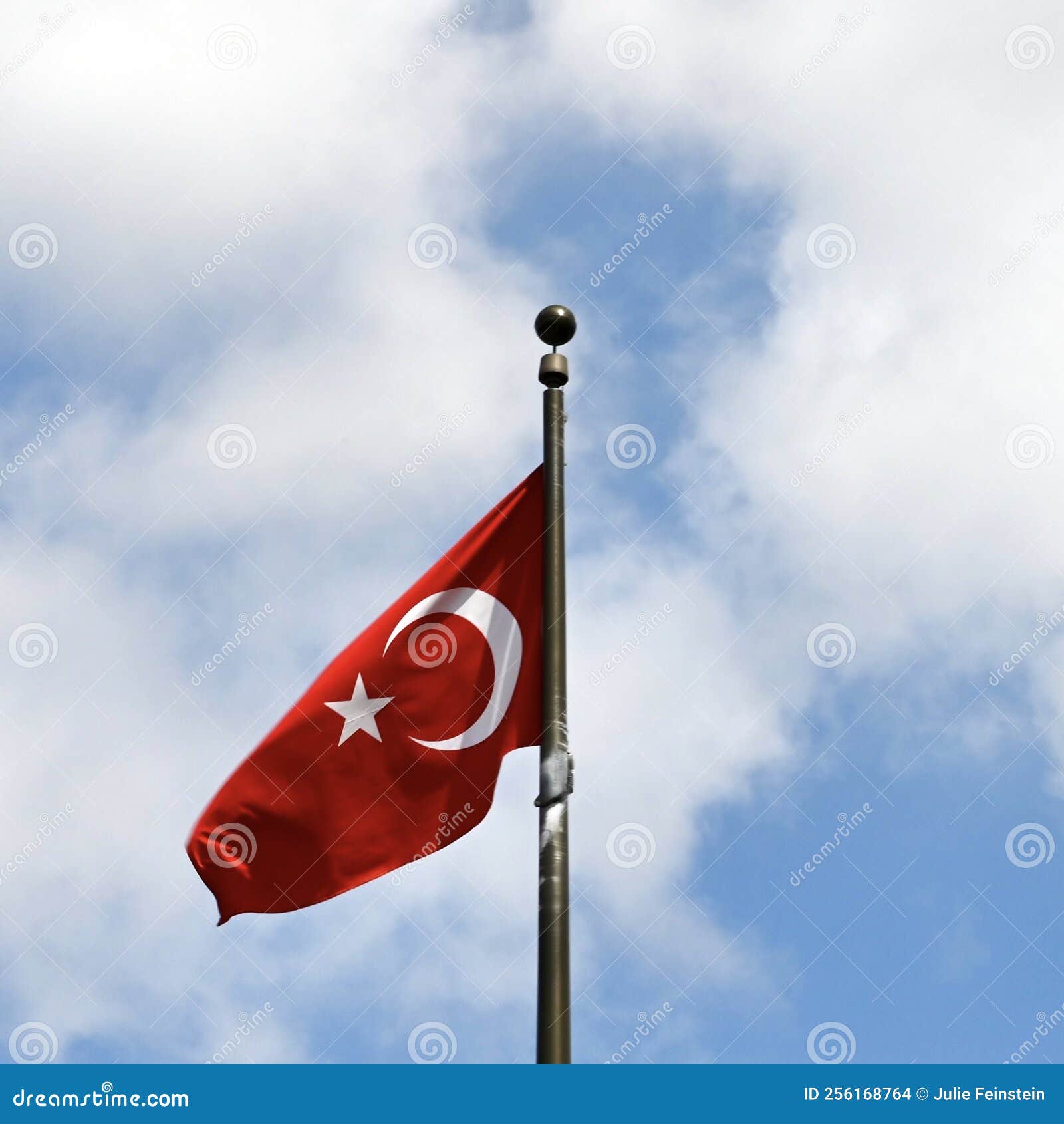 Turkish Flag with Pretty Sky Stock Photo - Image of turkish, blue ...