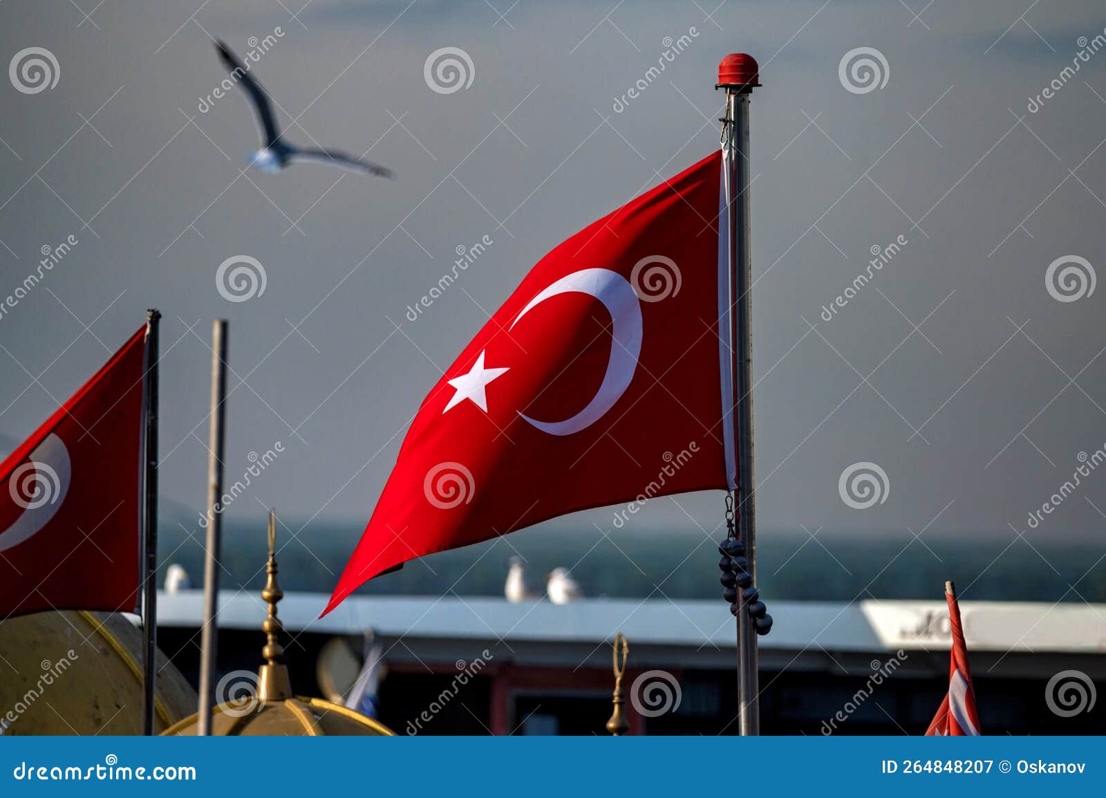 Two Flags of Turkey, Officially the Turkish Flag or Turk Bayragi Stock ...