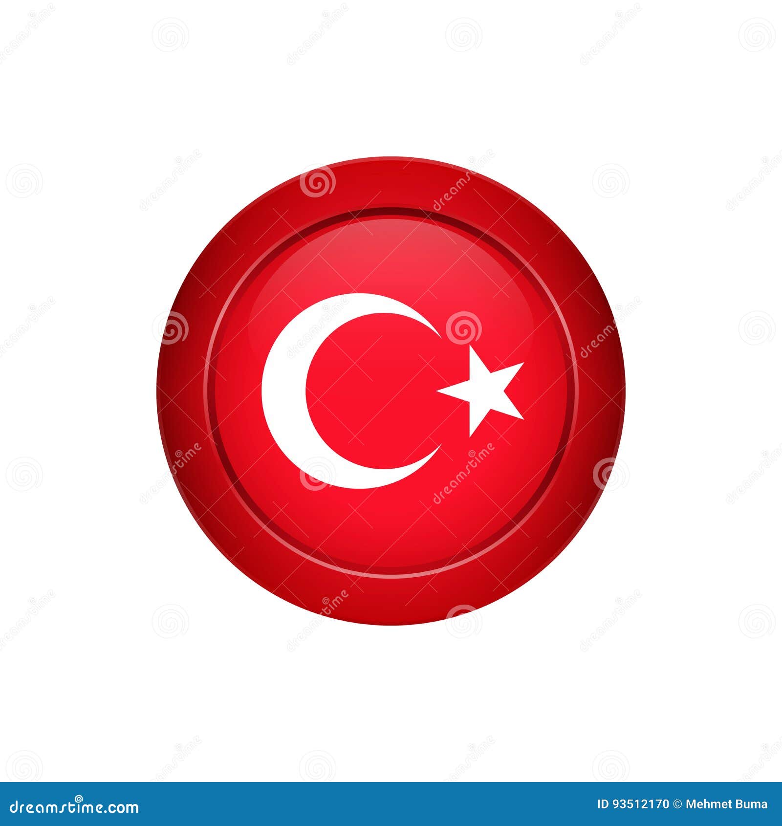 Turkish Flag on the Round Button, Illustration Stock Vector ...