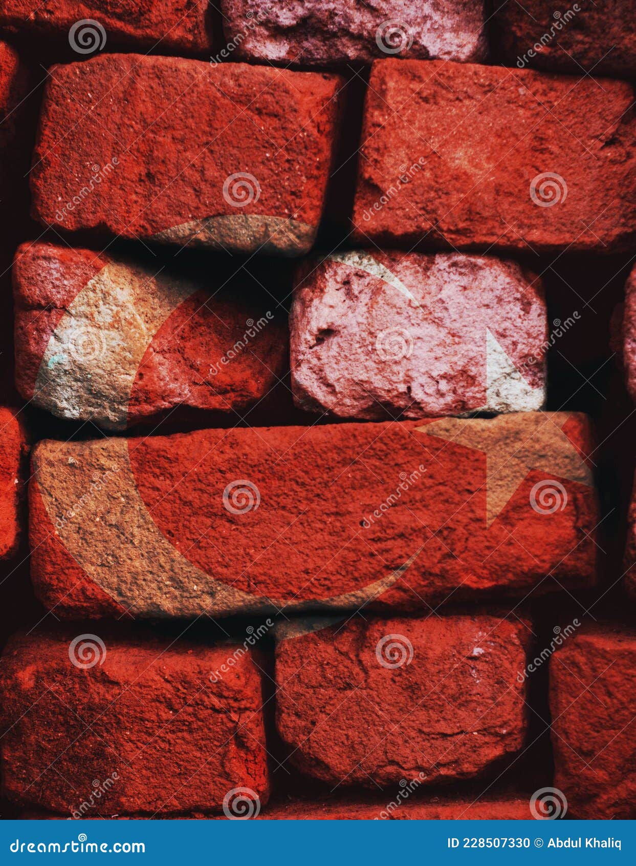 Turkish Flag Texture on Brick Wall, 3d-render and Painted Wall Stock ...