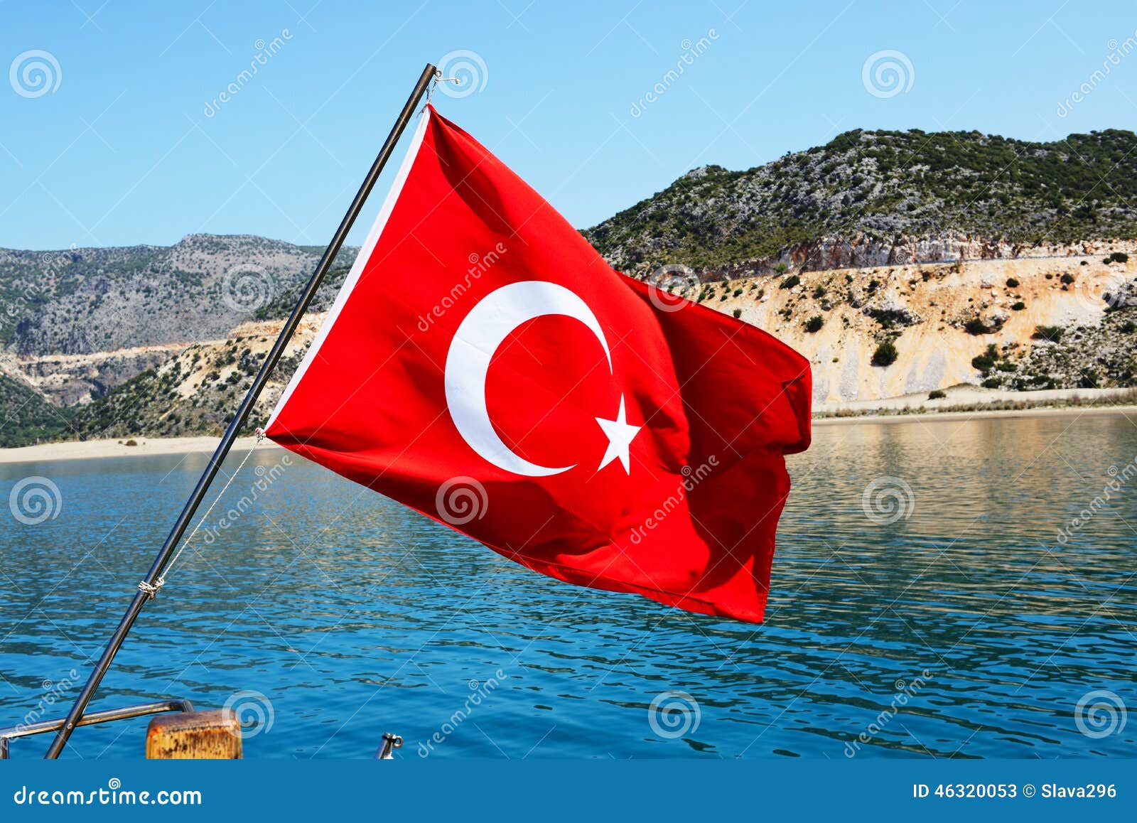 The Turkish flag on yacht stock image. Image of beautiful - 46320053