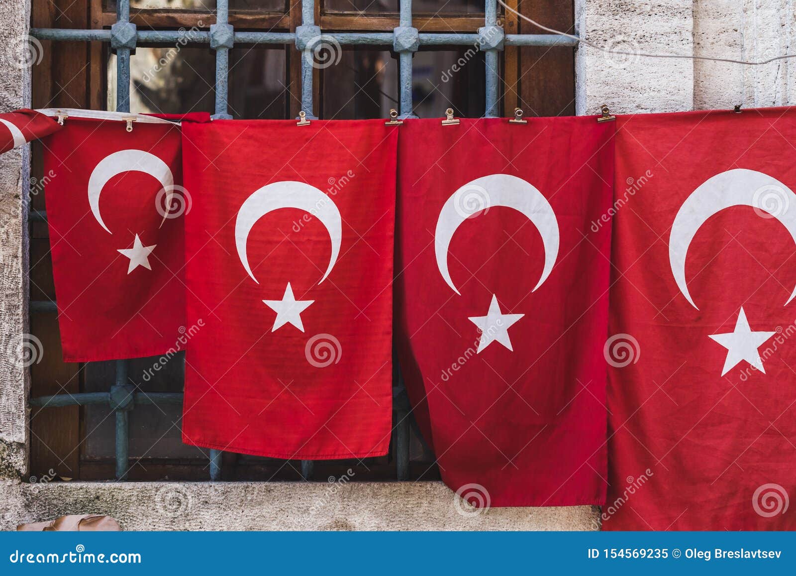 Turkish Flags of Various Sizes Hanging on Wall Stock Image - Image of ...