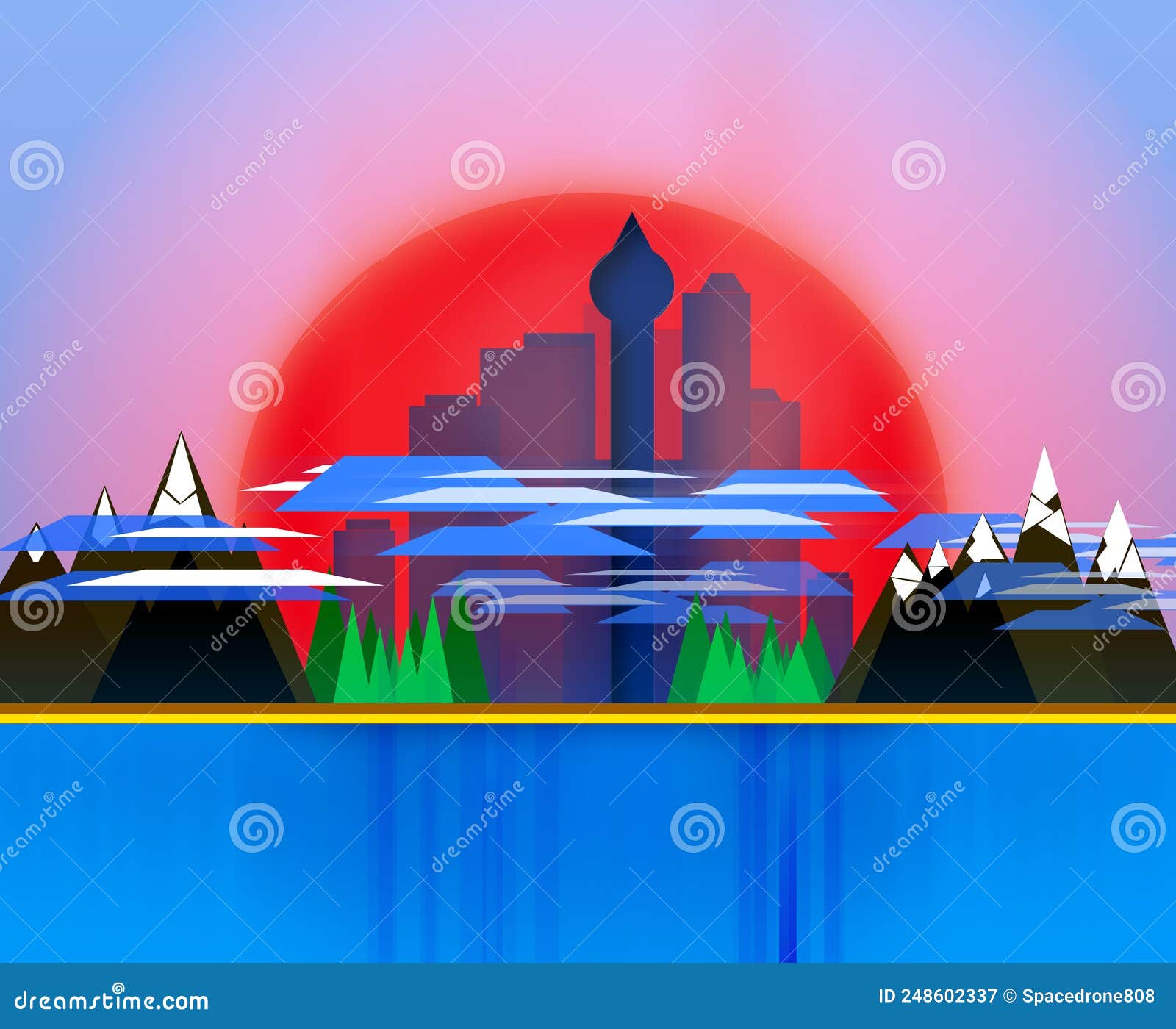 Turkish Flat Cartoon City Illustration Backdrop Stock Illustration ...