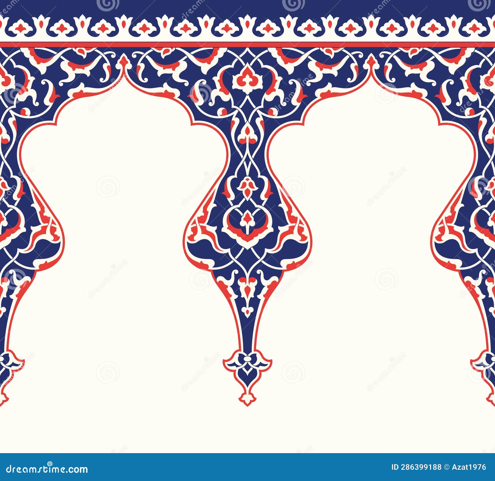 Beautiful Elegance Turkish Ottoman IZnik Floral Seamless Border Stock ...