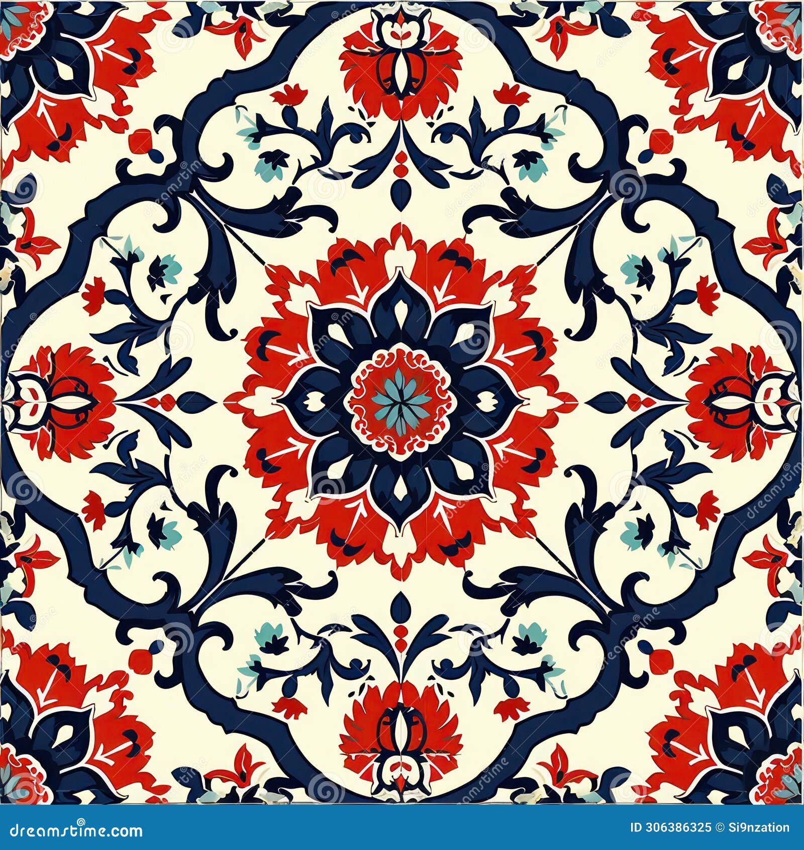 Turkish Floral Ornaments Tiled Background Stock Illustration ...