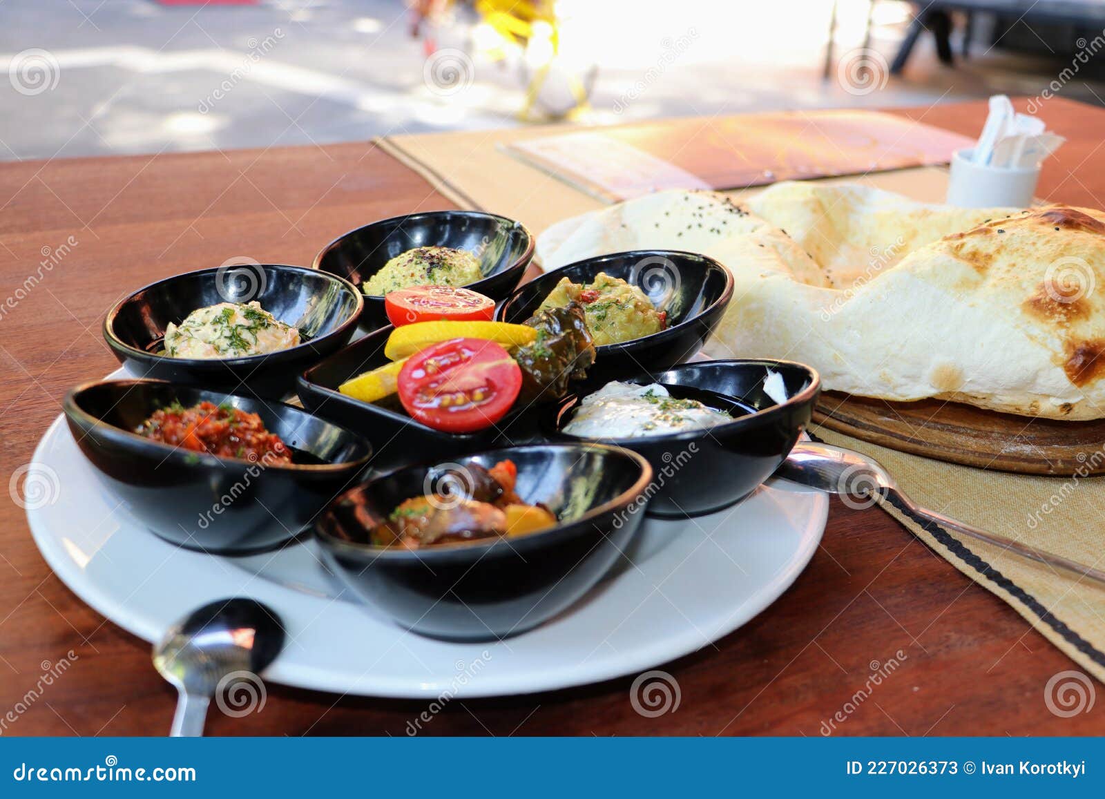 Turkish Food with Meze and Bread Stock Image - Image of meze, cuisine ...