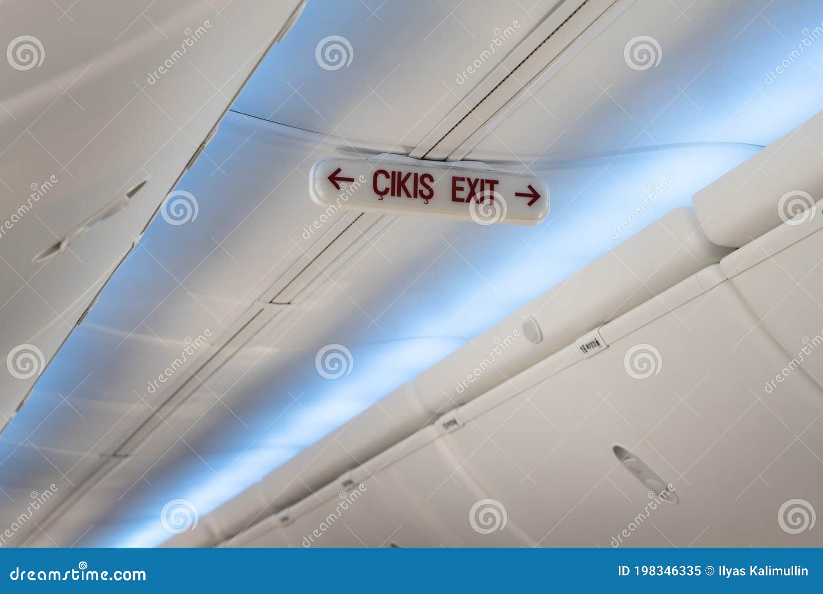 Turkish Inscription of `exit` Word Inside Aircraft Stock Image - Image ...