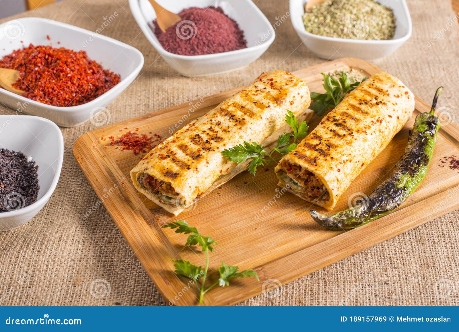 Turkish Kebab Durum on Wood Stock Image - Image of durum, kebab: 189157969