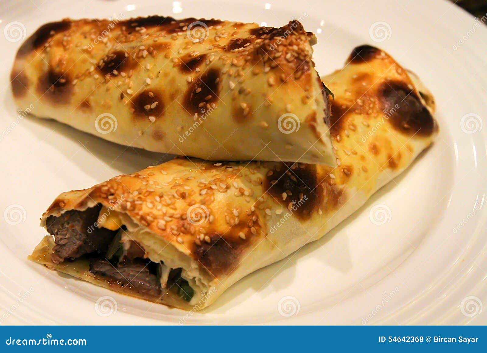 Turkish Kebab rolls stock photo. Image of dining, plate - 54642368