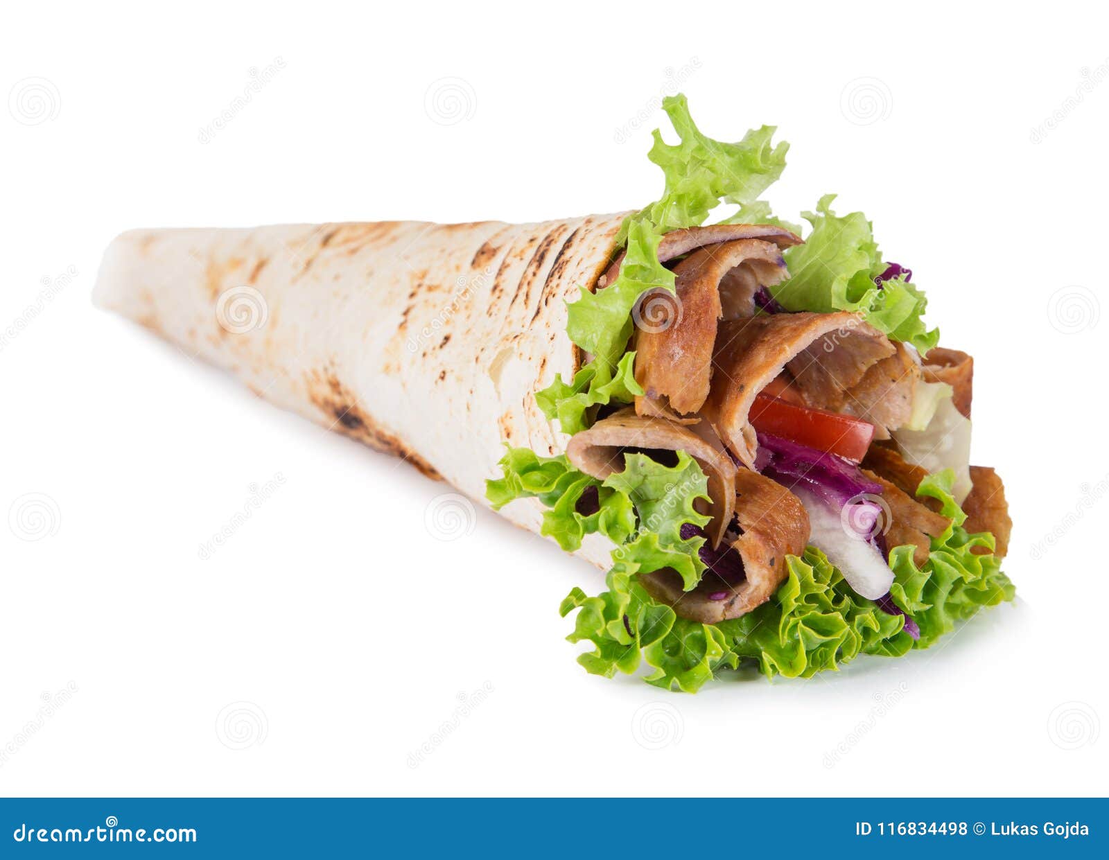 Turkish Kebab Yufka on White Background. Stock Photo - Image of grilled ...
