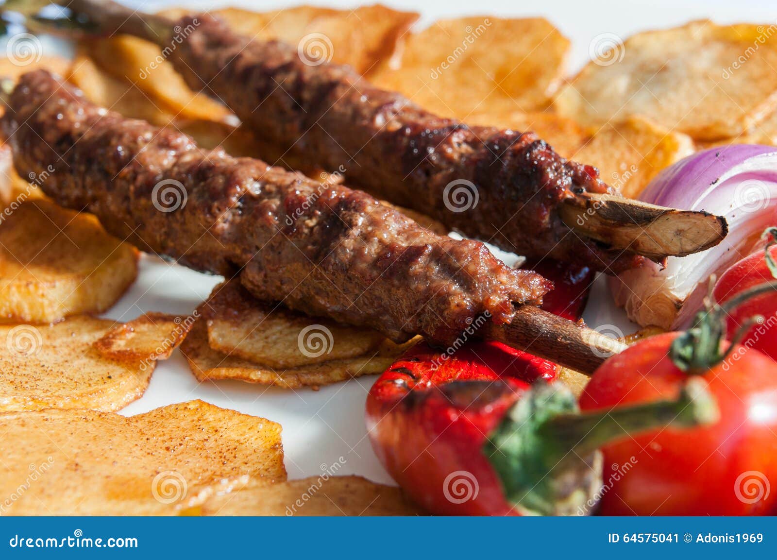 Turkish kebabs stock image. Image of regional, dish, tomato - 64575041