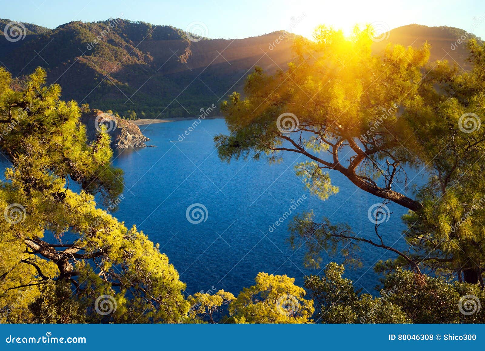 Turkish Landscape with Olympos Mountain, Beach Green Forest Stock Photo ...