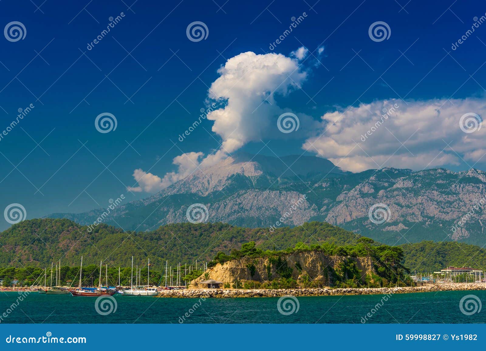 Turkish Landscape with Olympos Mountain Stock Image - Image of forest ...