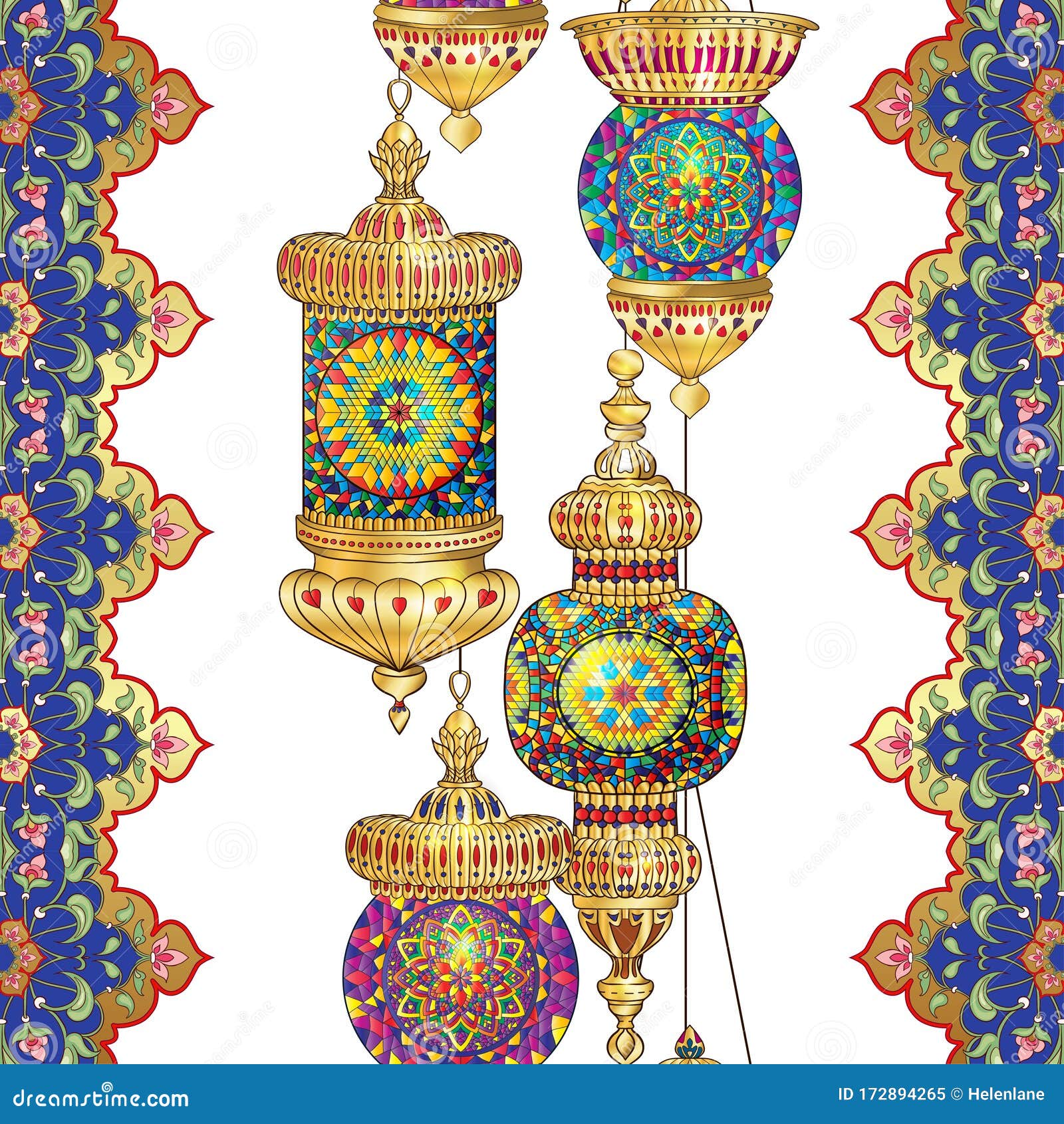 Turkish Lantern with Mosaic Stock Vector - Illustration of islam ...