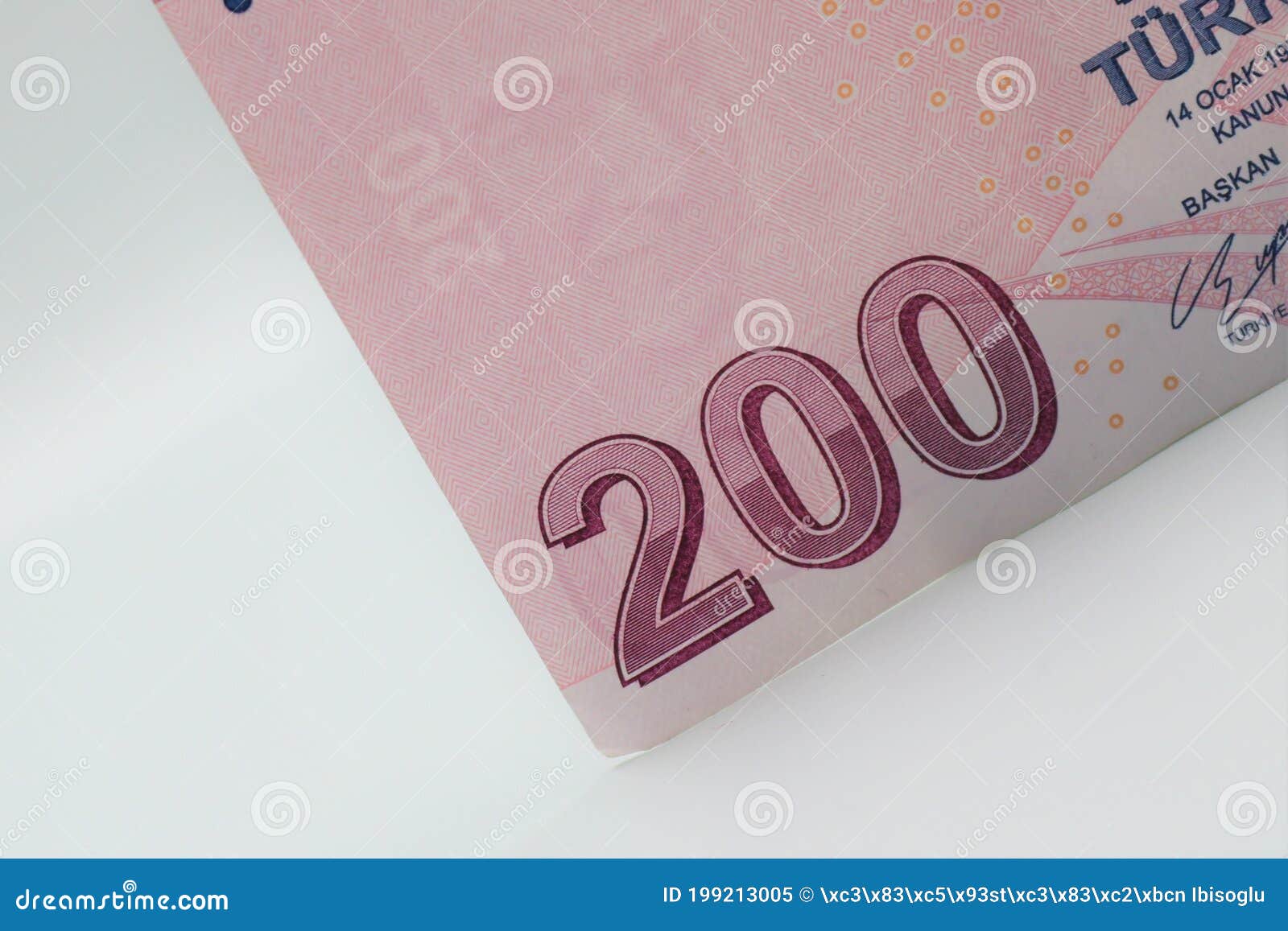 200 Turkish Lira Banknote on White. Stock Image - Image of invest ...