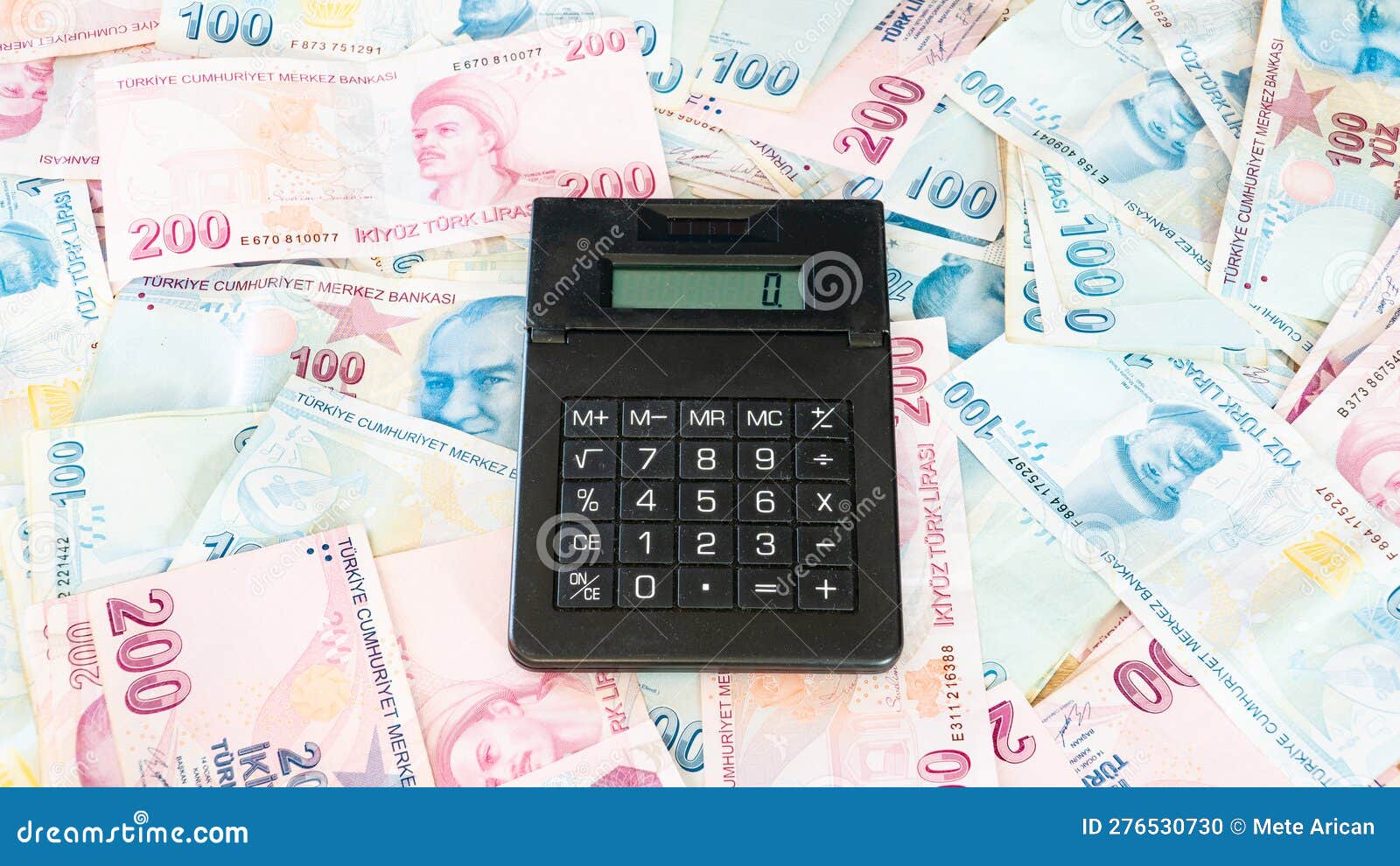 Turkish Lira Banknotes and Calculator. Accounting Concept Stock Photo ...