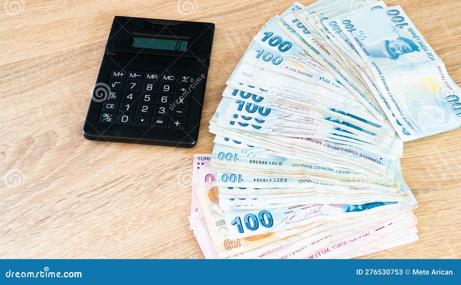 Turkish Lira Banknotes and Calculator. Accounting Concept Stock Image ...