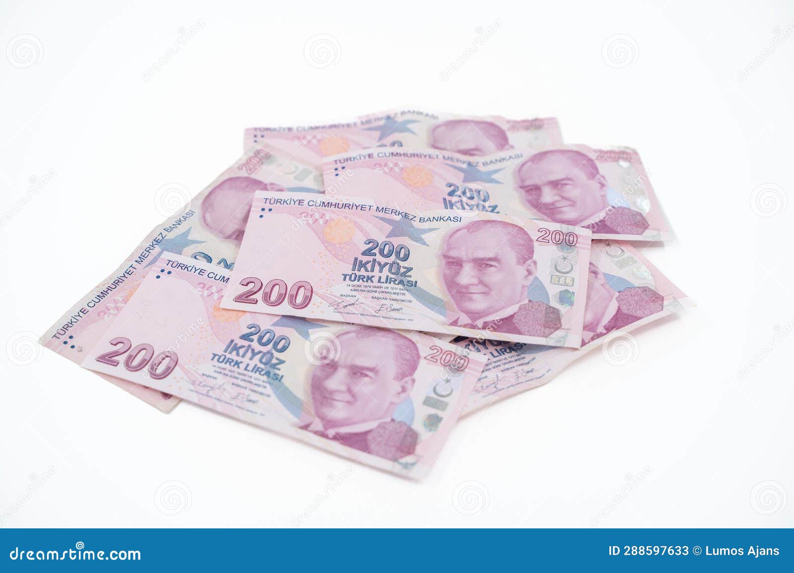 200 Turkish Lira Banknotes Isolated on White Background Stock Image ...