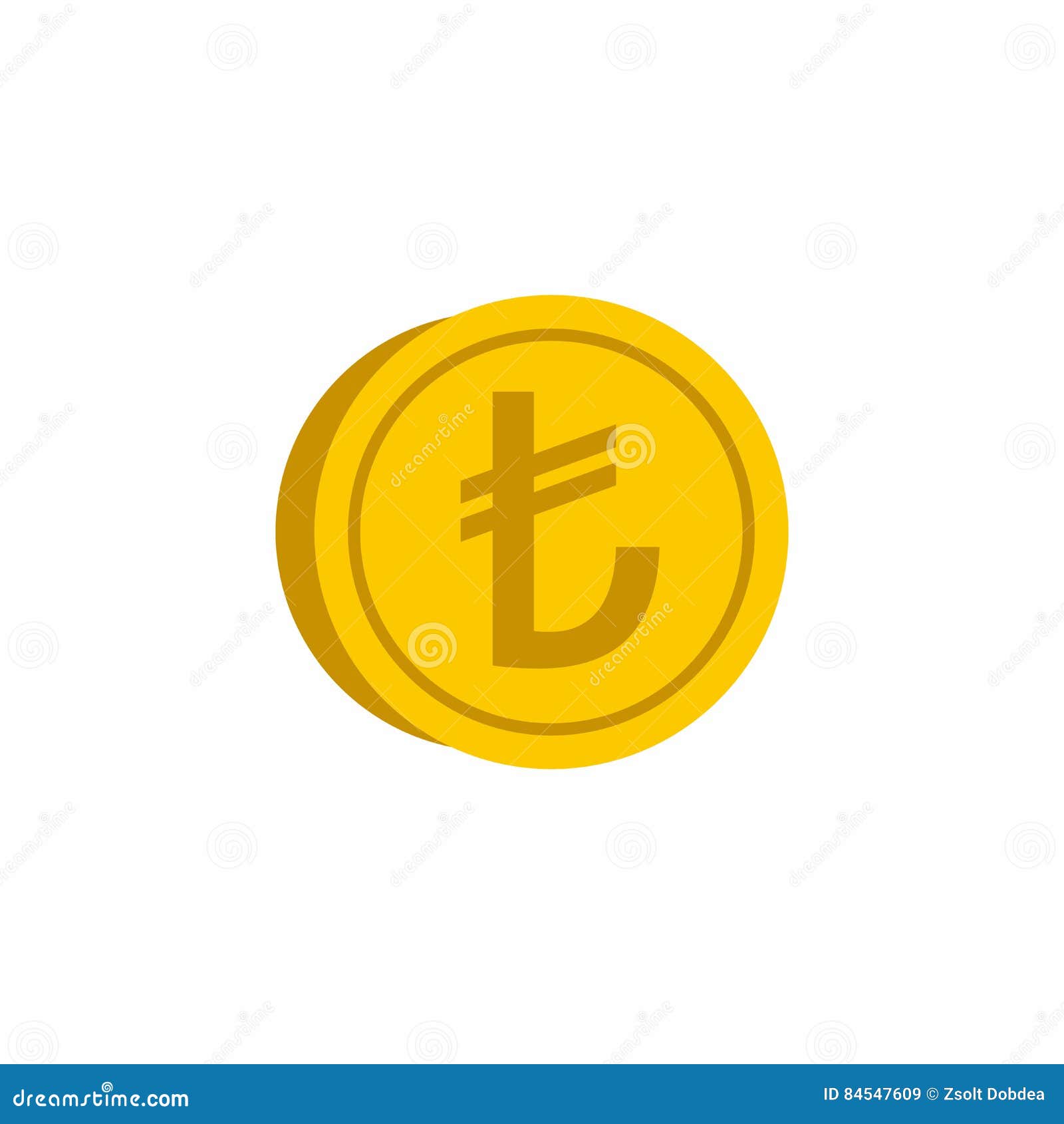 The Lira Coin Symbolised As Tl Concept, Kurus Or Piastre Vector Color ...