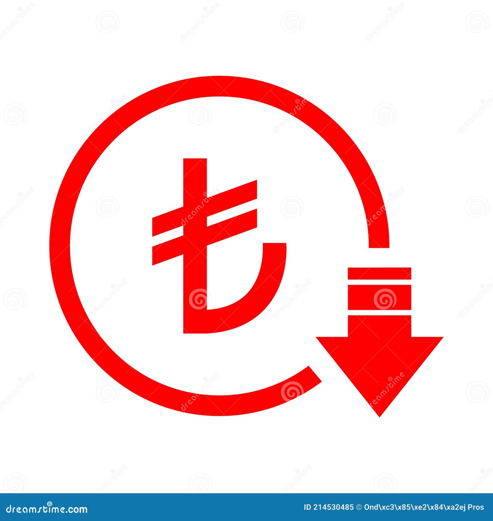 Turkish Lira Reduction Symbol, Cost Decrease Icon. Reduce Debt Bussiness Sign Vector ...