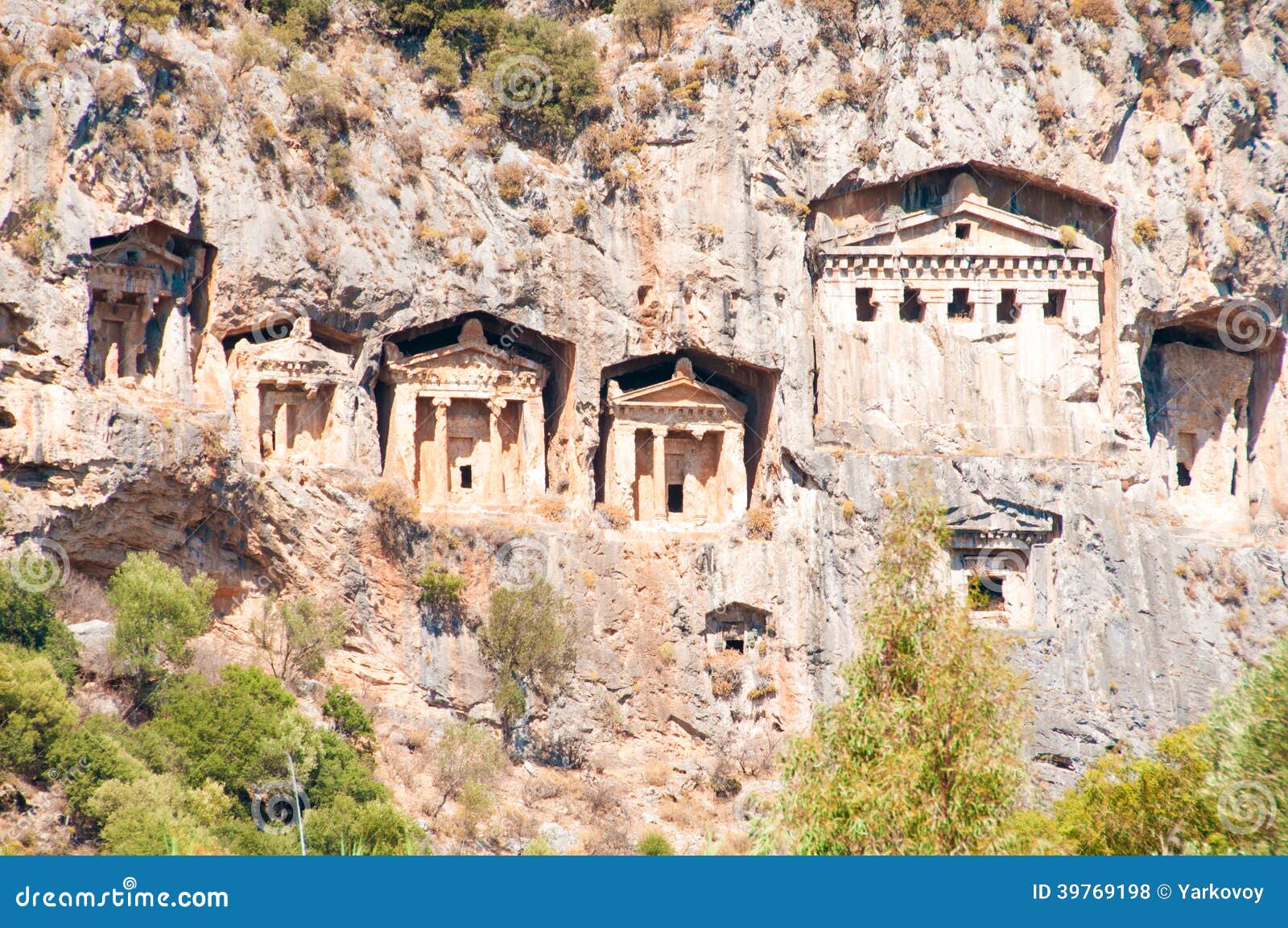 Turkish Lycian Tombs - Ancient Necropolis Stock Photo - Image of burial ...