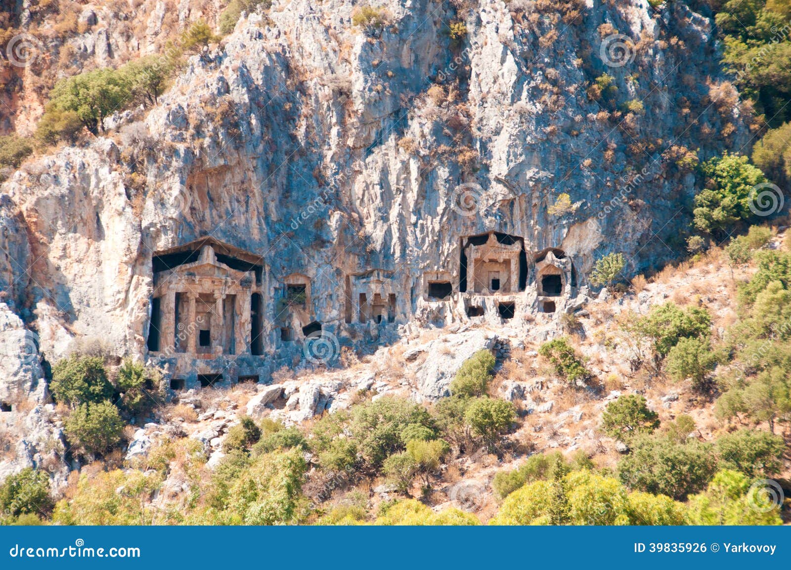 Turkish Lycian Tombs - Ancient Necropolis Stock Photo - Image of ...