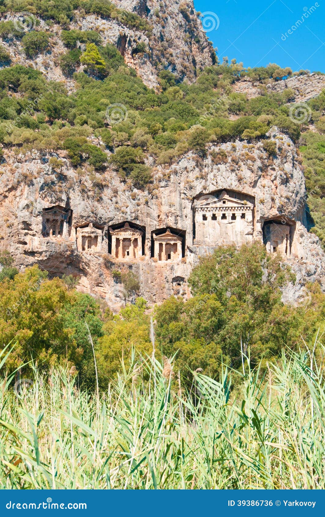 Turkish Lycian Tombs - Ancient Necropolis Stock Photo - Image of ...