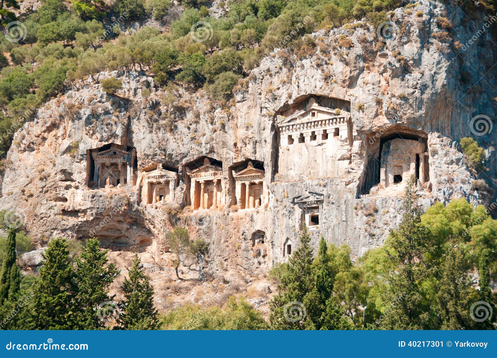 Turkish Lycian Tombs - Ancient Necropolis Stock Image - Image of legend ...