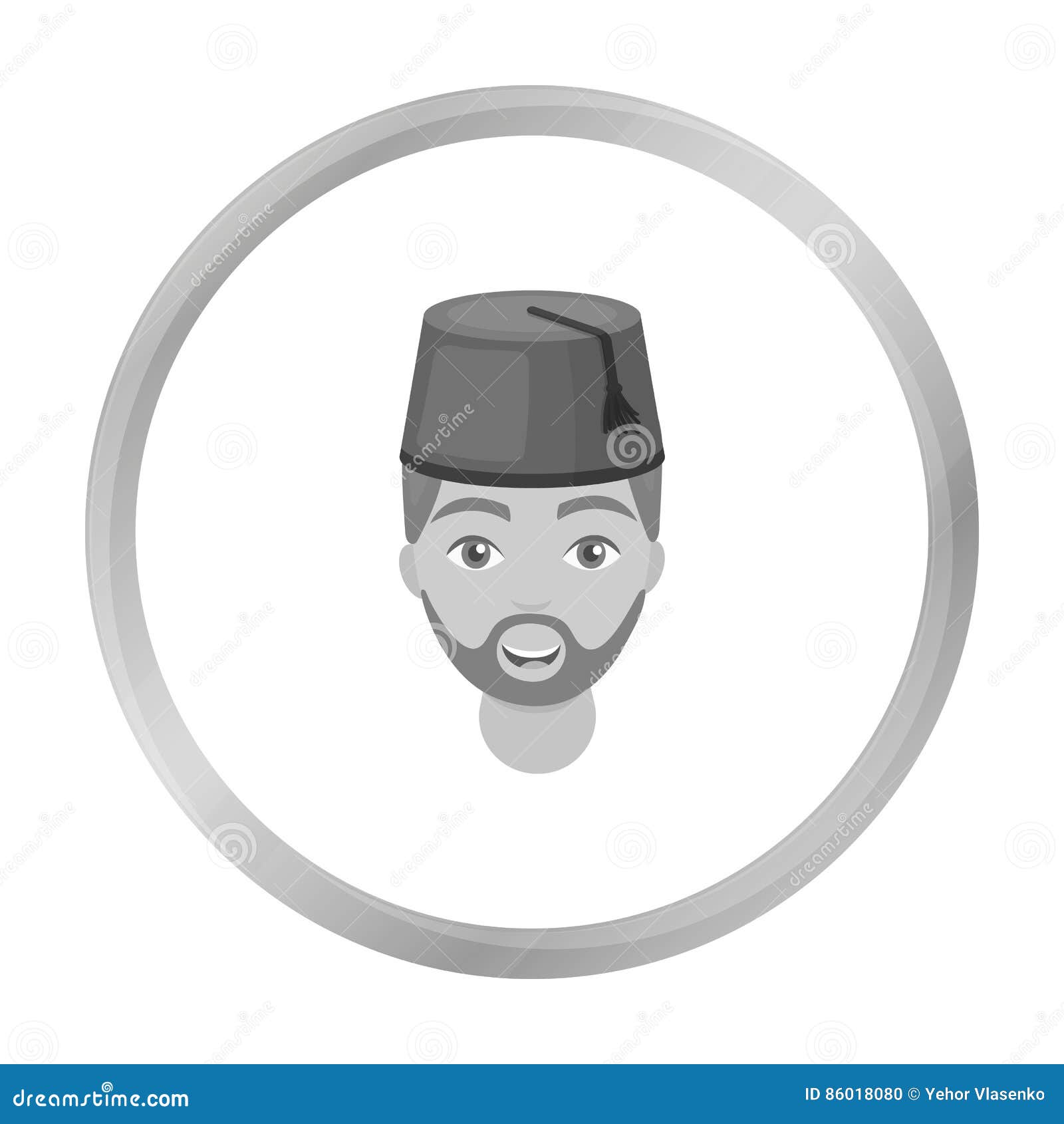 Turkish Man Icon Isolated on White. Turkey Symbol Stock Vector ...