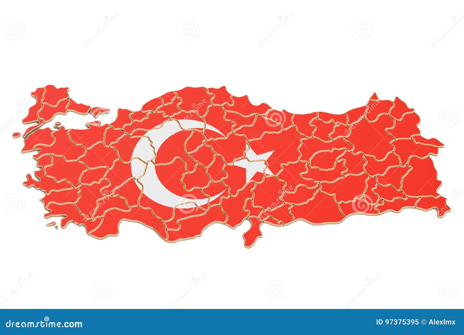 Turkish Map Closeup, 3D Rendering Stock Illustration - Illustration of ...