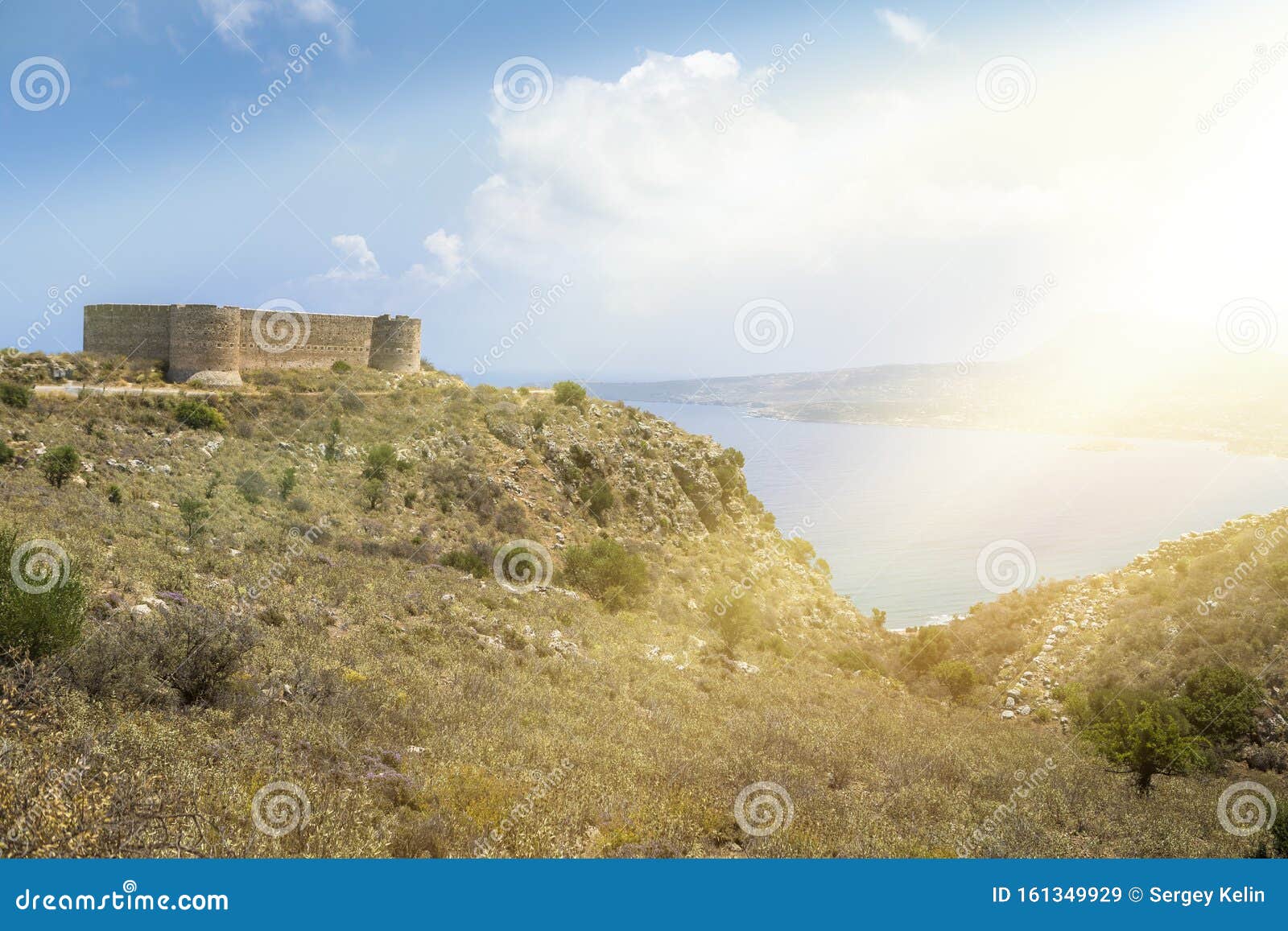 Turkish Medieval Fortress at Ancient Aptera in Crete Stock Image ...