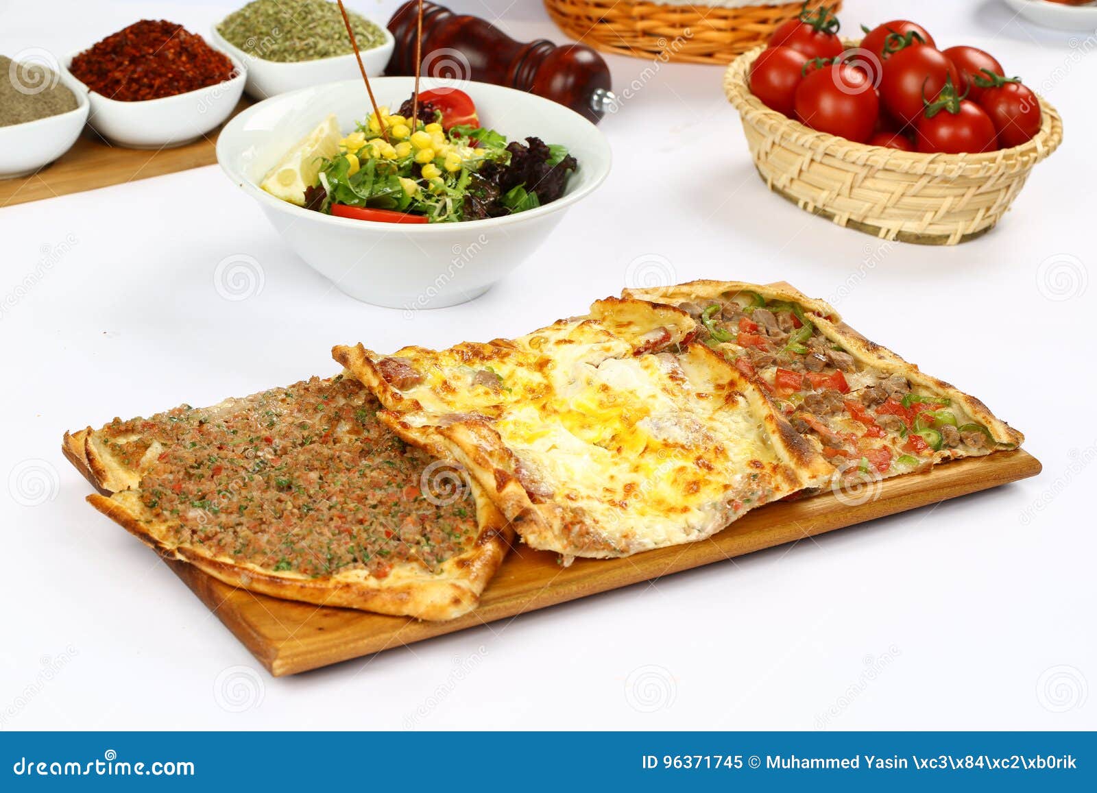 Turkish Mixed pide stock image. Image of meal, lahmacun - 96371745