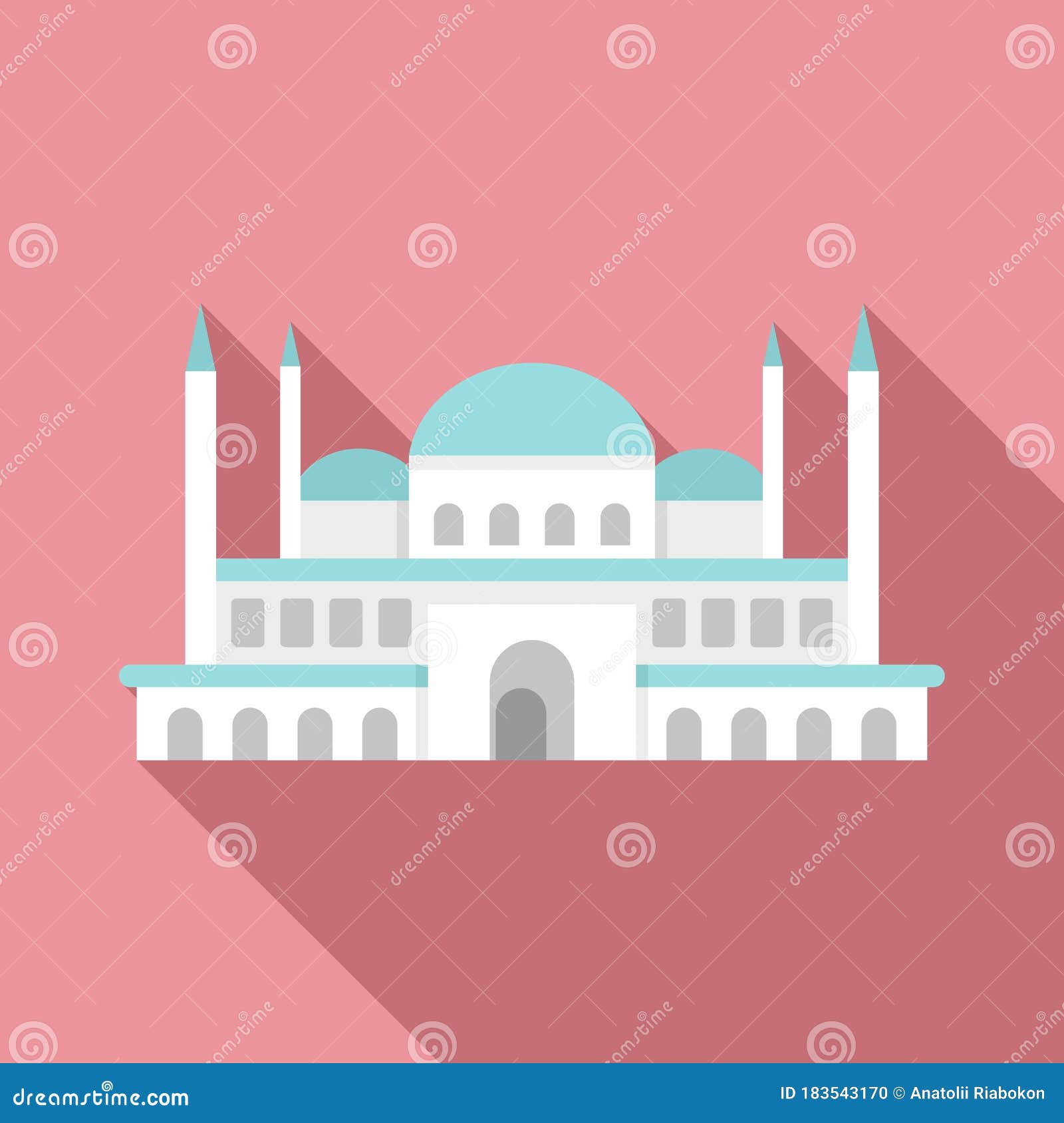Turkish Mosque Icon, Flat Style Stock Vector - Illustration of east ...